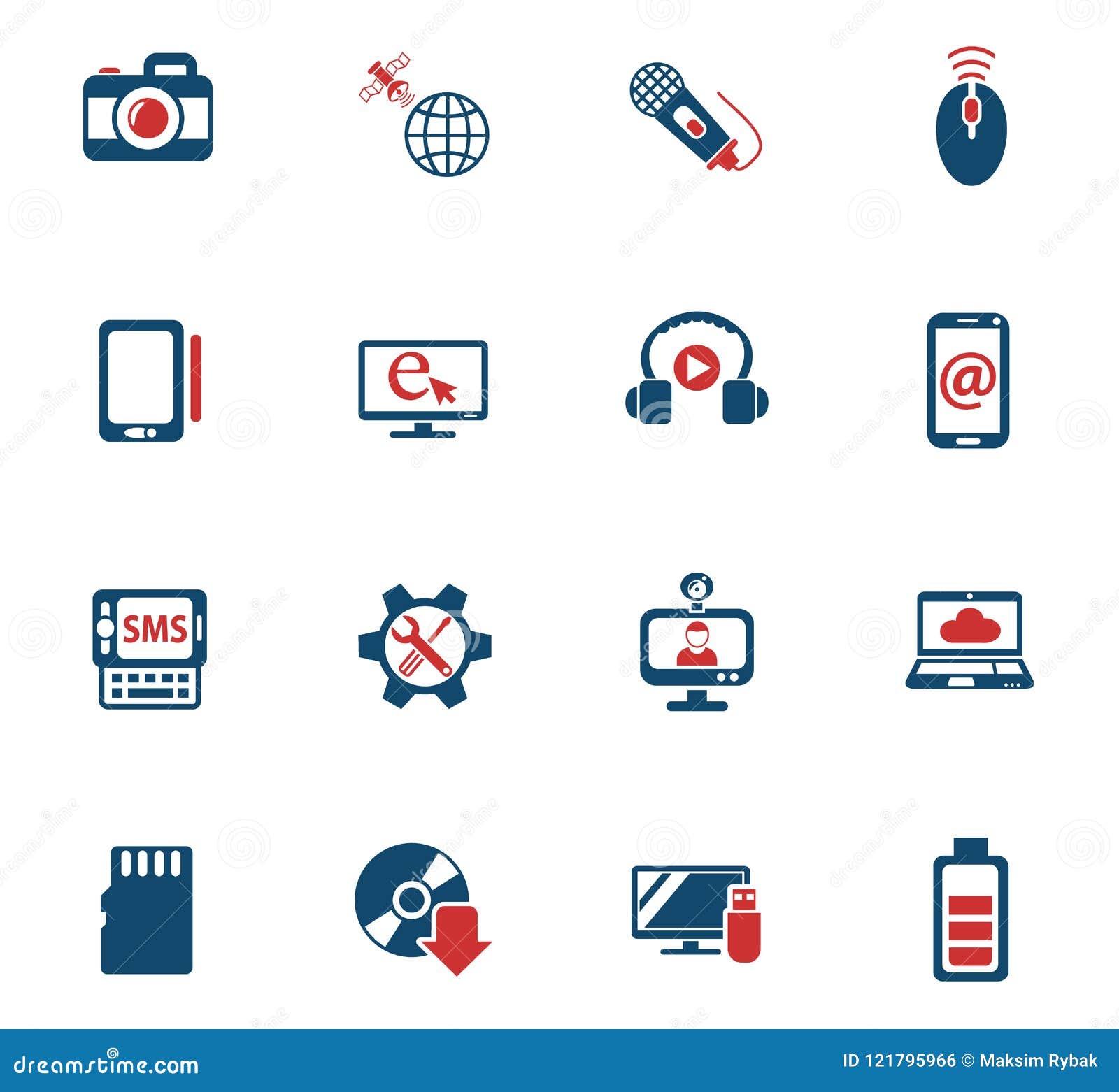 Hi tech icon set stock vector. Illustration of satellite - 121795966