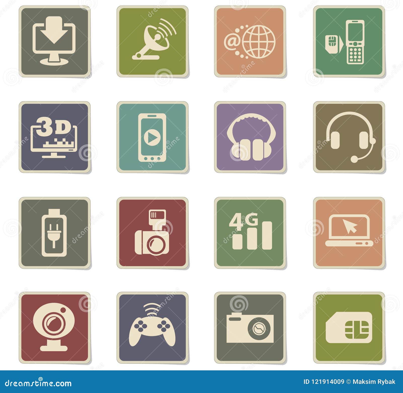 Hi tech icon set stock vector. Illustration of vector - 121914009