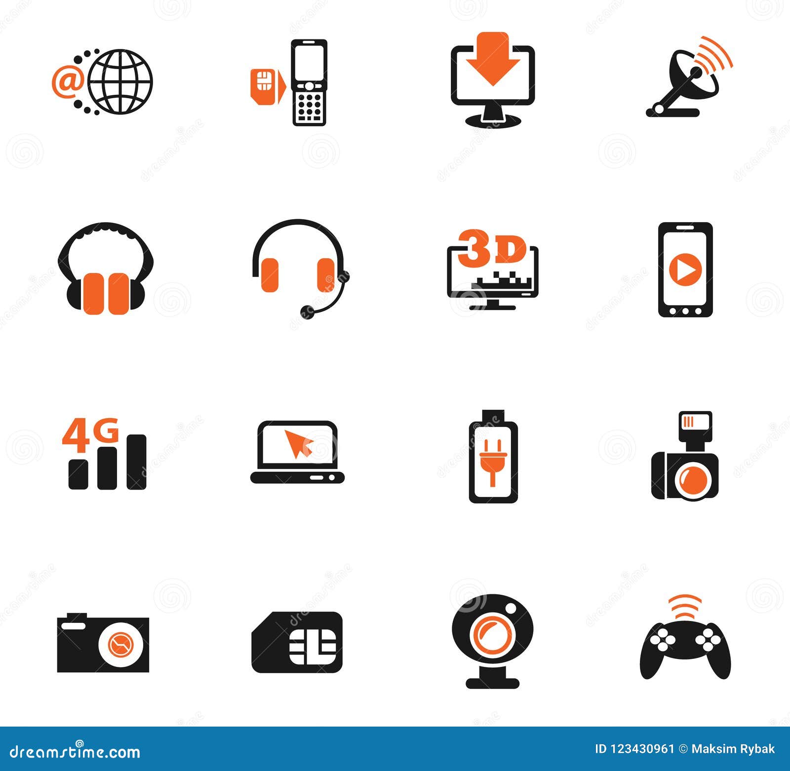 Hi tech icon set stock vector. Illustration of communication - 123430961