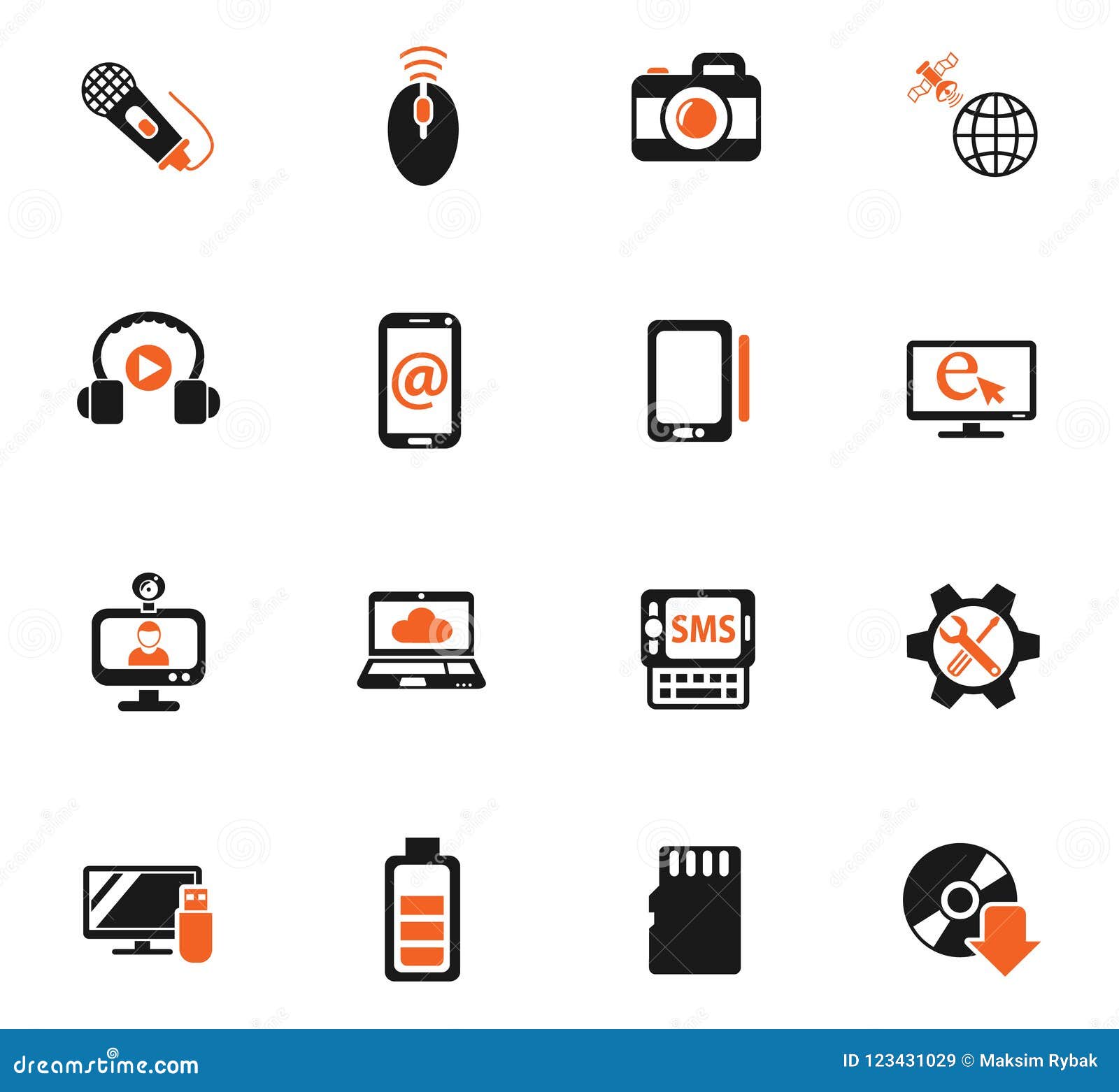 Hi tech icon set stock vector. Illustration of internet - 123431029