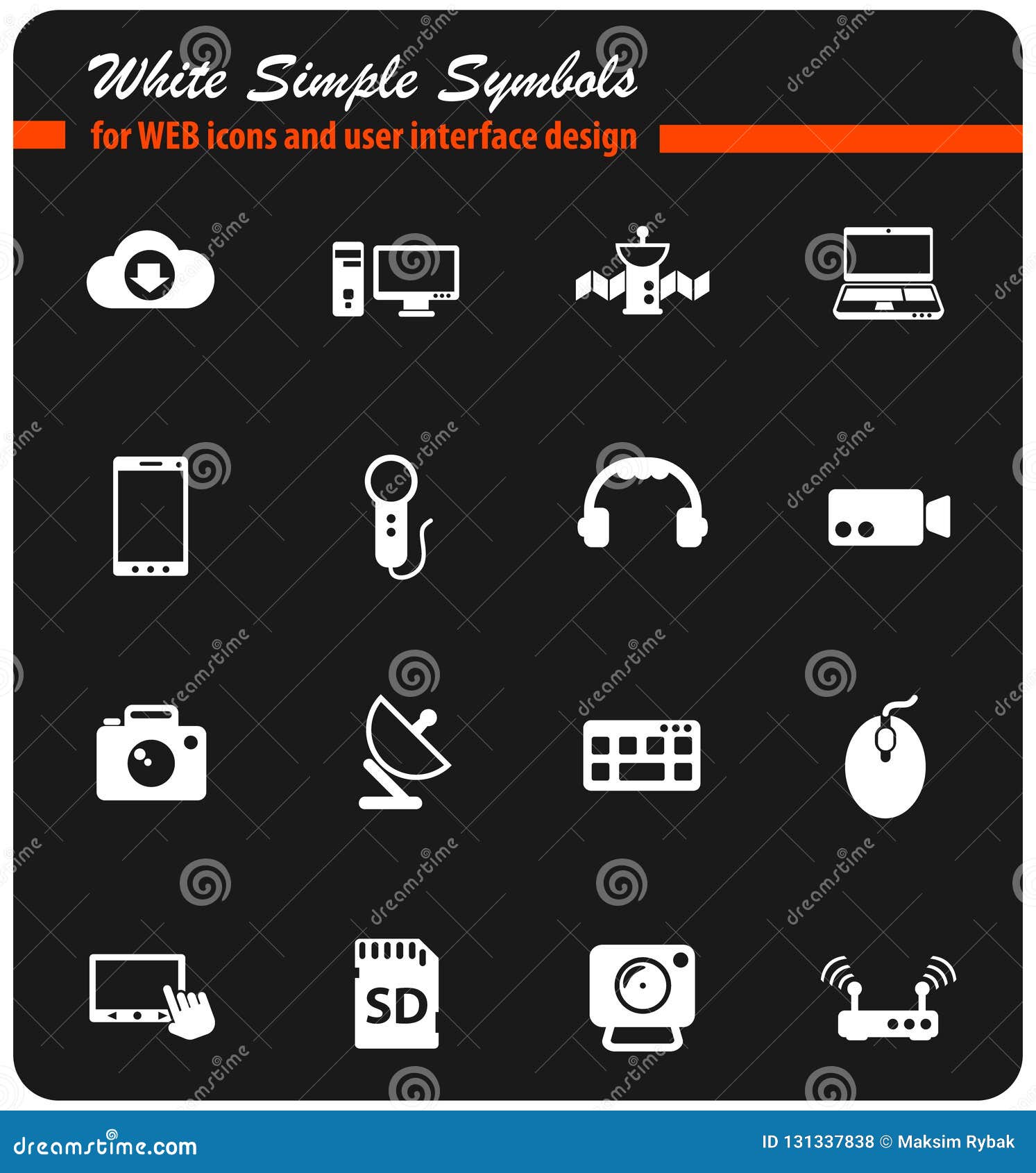 Hi tech white icon set stock vector. Illustration of symbol - 131337838