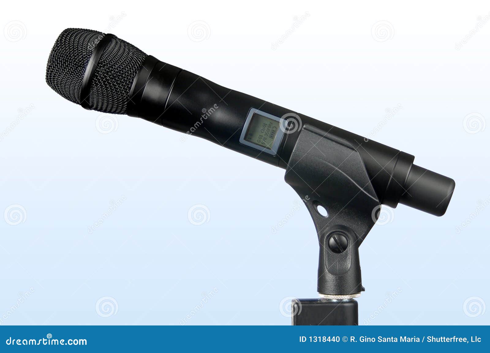 Wireless Microphone On The Stand At A Reception In The Hall. People In ...