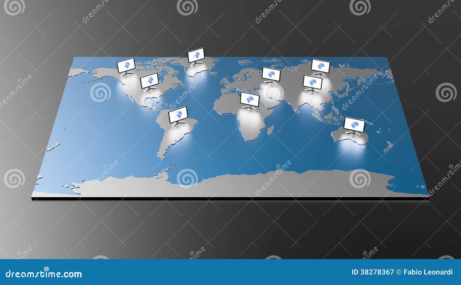 Hi-Tech World Map stock illustration. Illustration of white - 38278367