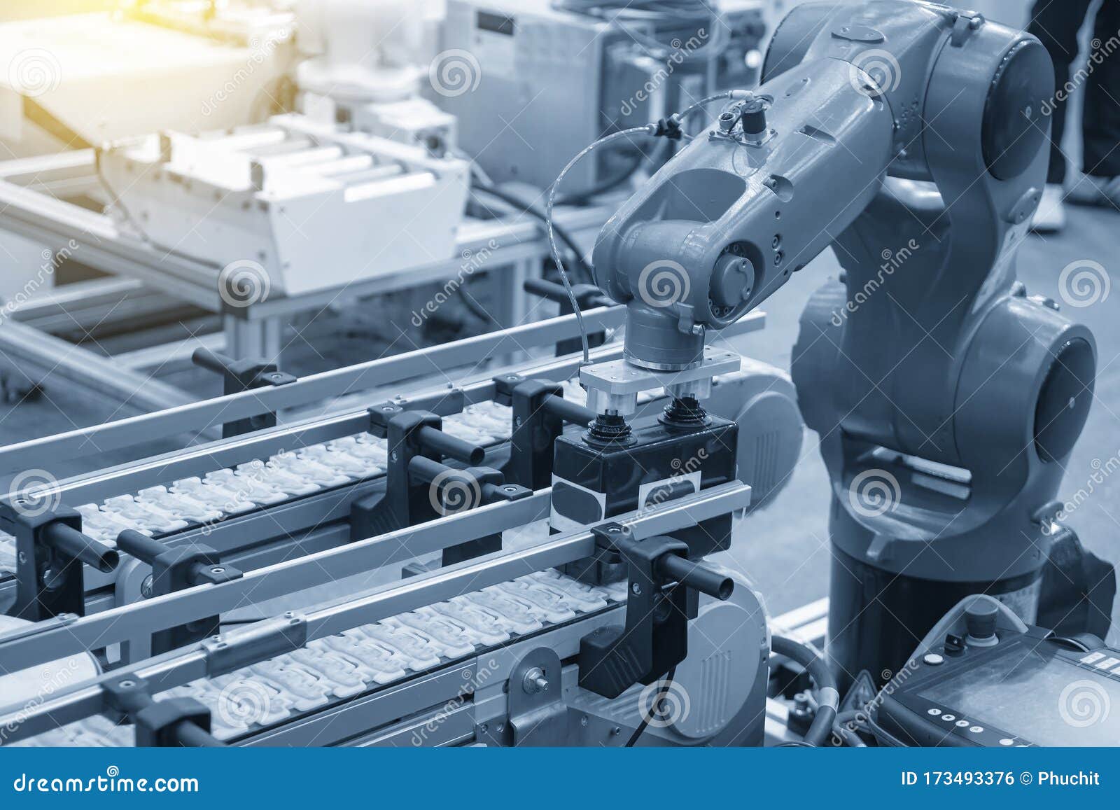 The Hi-technology Material Handing Process in by Robotics System. Stock ...