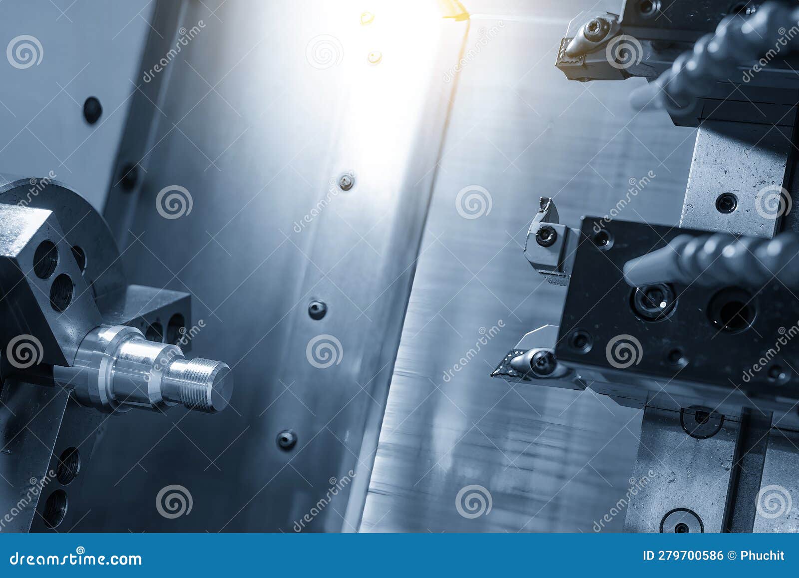 The Hi-technology Metal Working Processing by CNC Turning Machine Stock ...