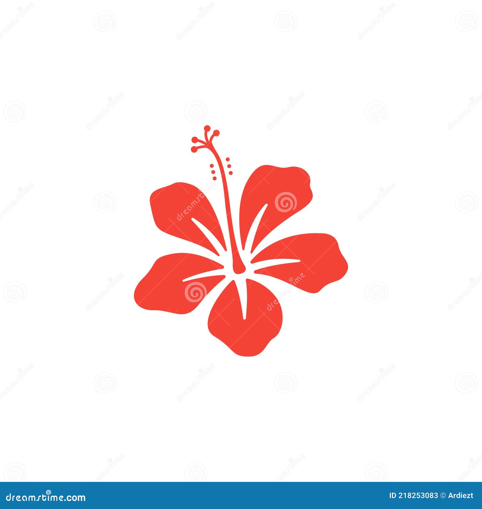 Hibiscus Flower Icon Flat Vector Illustration Stock Vector - Illustration of symbol, bloom ...