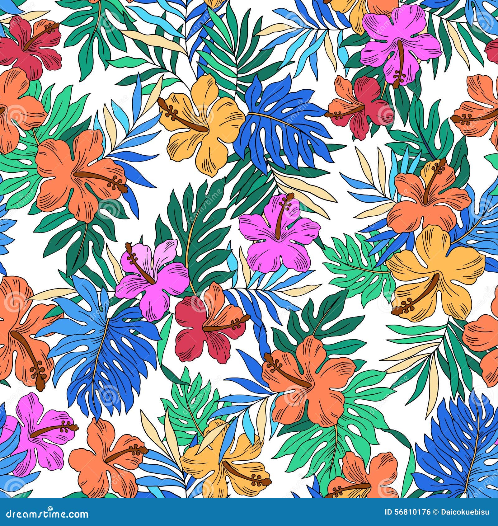 Hibiscus flower pattern stock illustration. Illustration of gorgeous ...