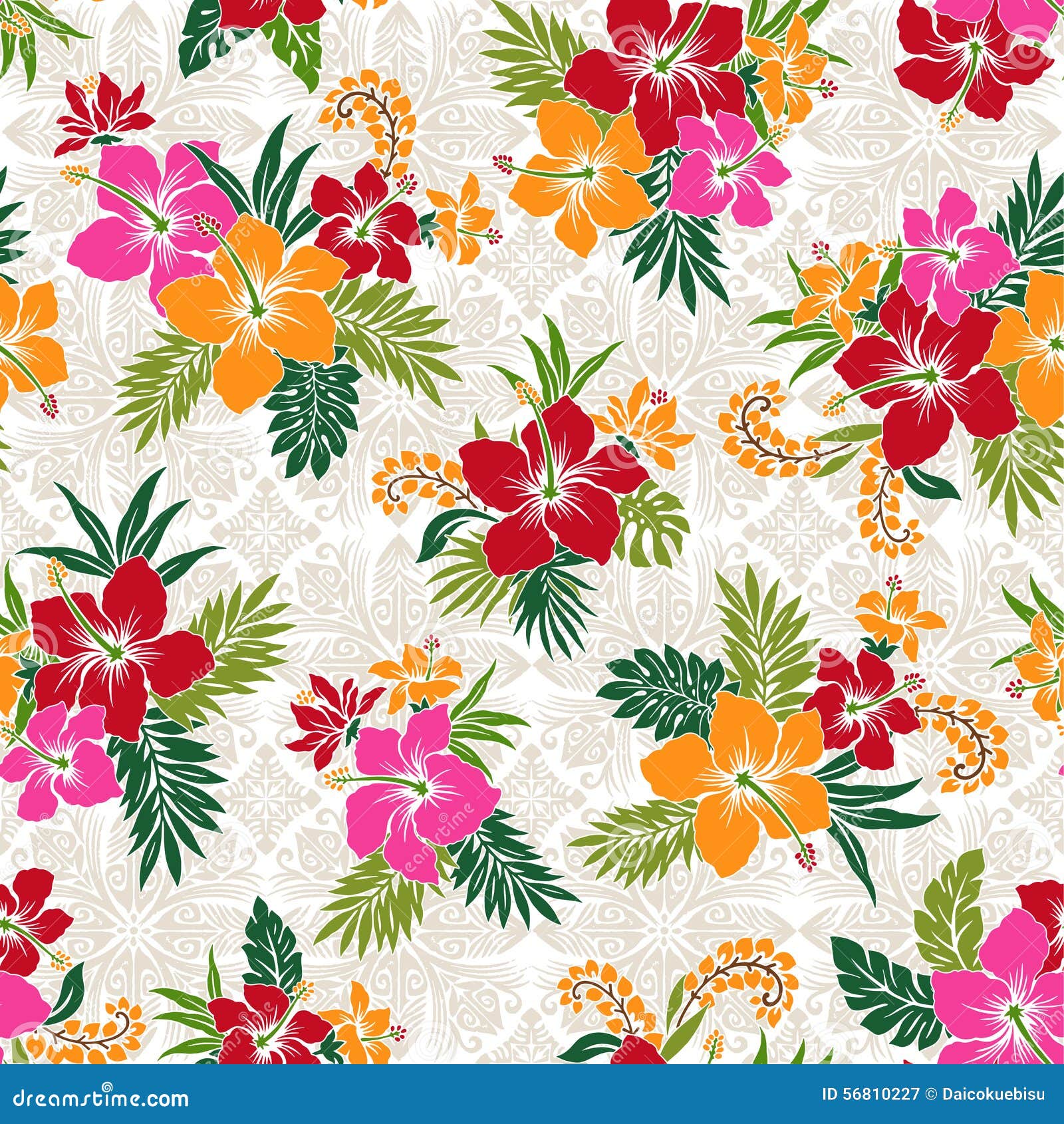 Hibiscus flower pattern stock illustration. Illustration of grass ...