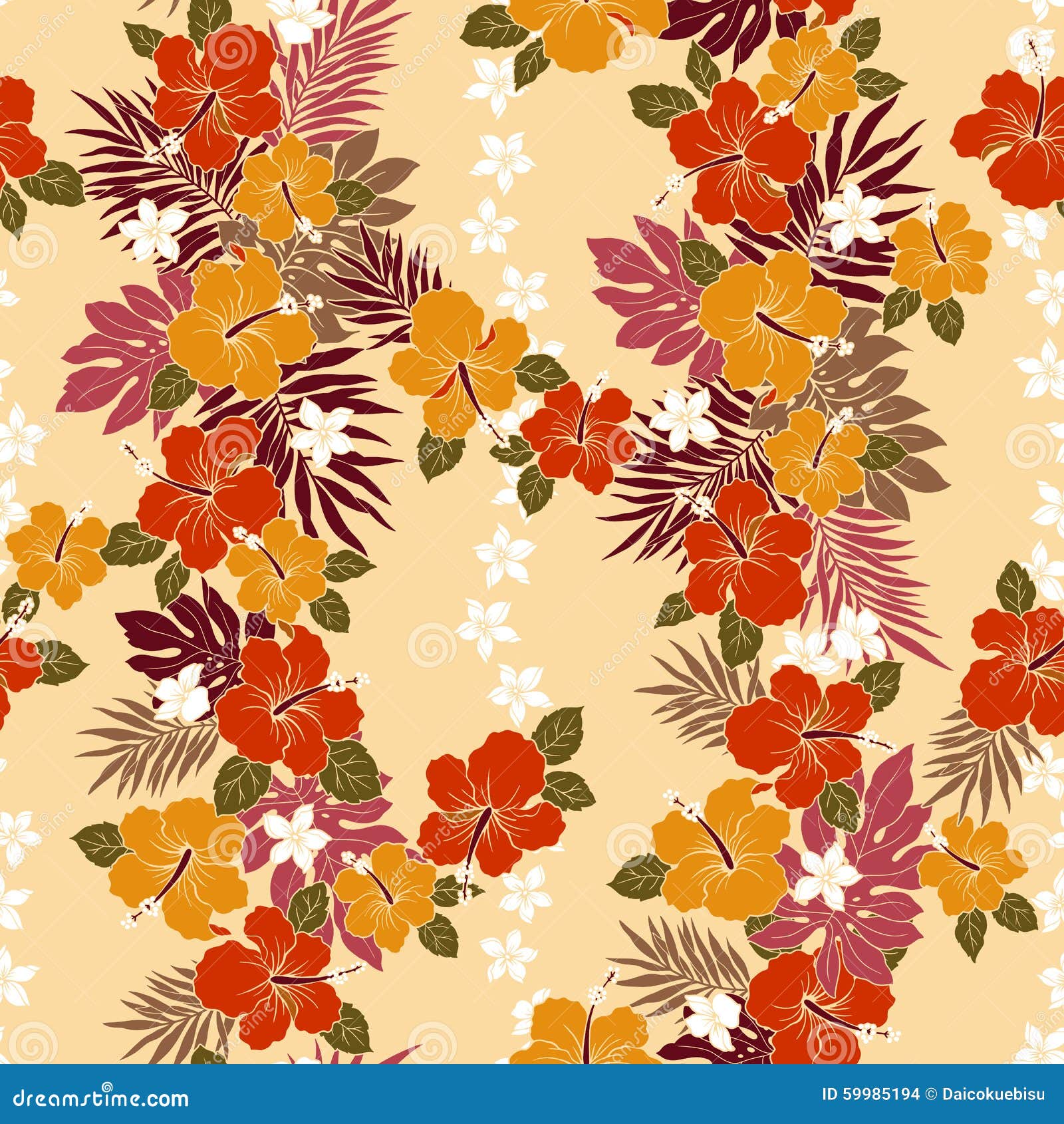 Hibiscus flower pattern stock illustration. Illustration of grass ...