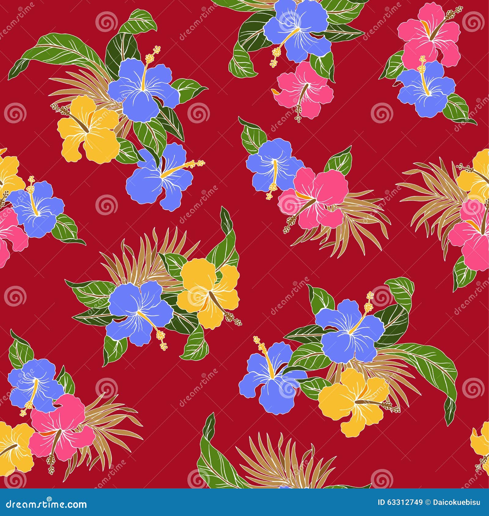 Hibiscus flower pattern stock illustration. Illustration of nature ...