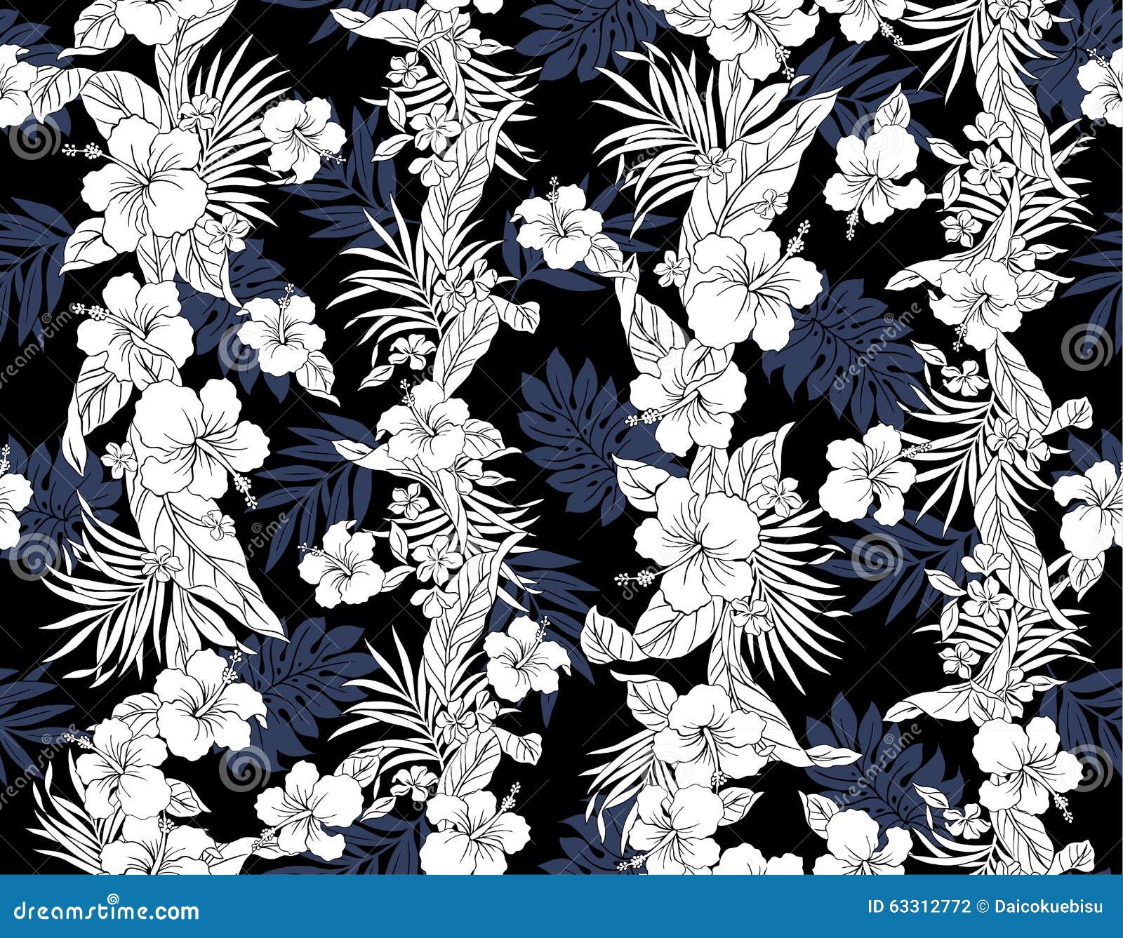Hibiscus flower pattern stock illustration. Illustration of drawing ...