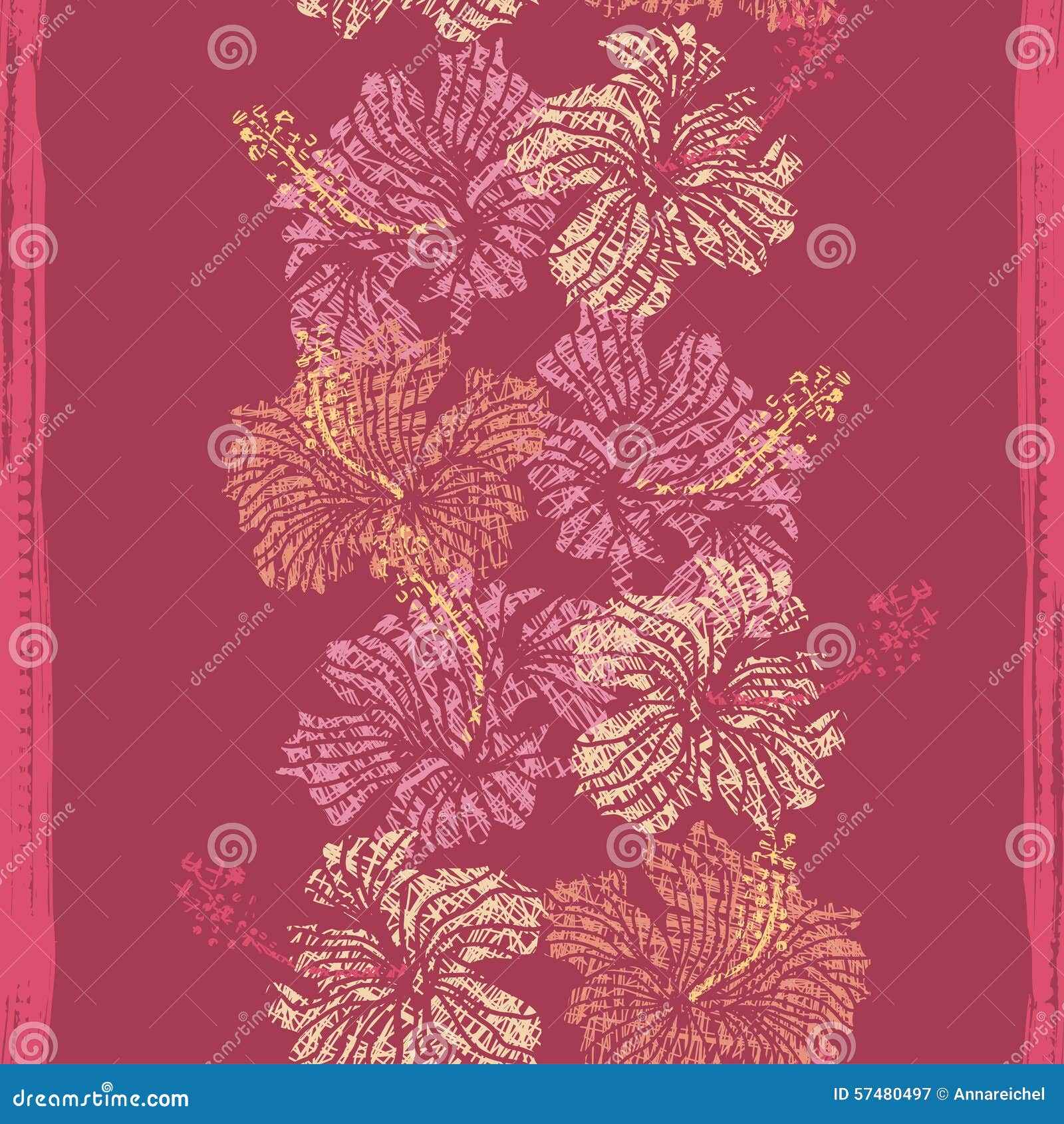 Hibiscus Flowers Lace Seamless Border Stock Vector - Illustration of ...