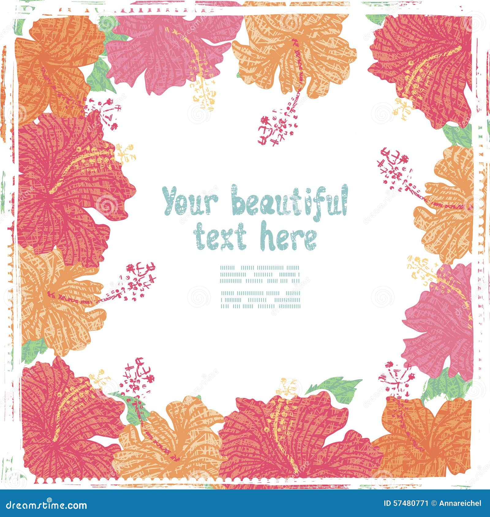 Hibiscus Flowers Retro Frame Stock Vector - Illustration of polynesian ...