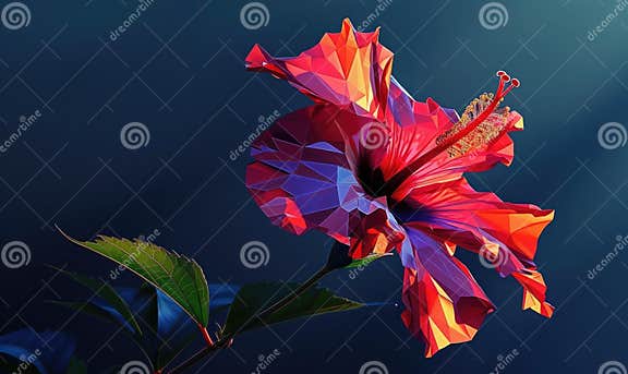 Hibiscus in Low Poly, Geometric Shapes Stock Image - Image of gardening ...
