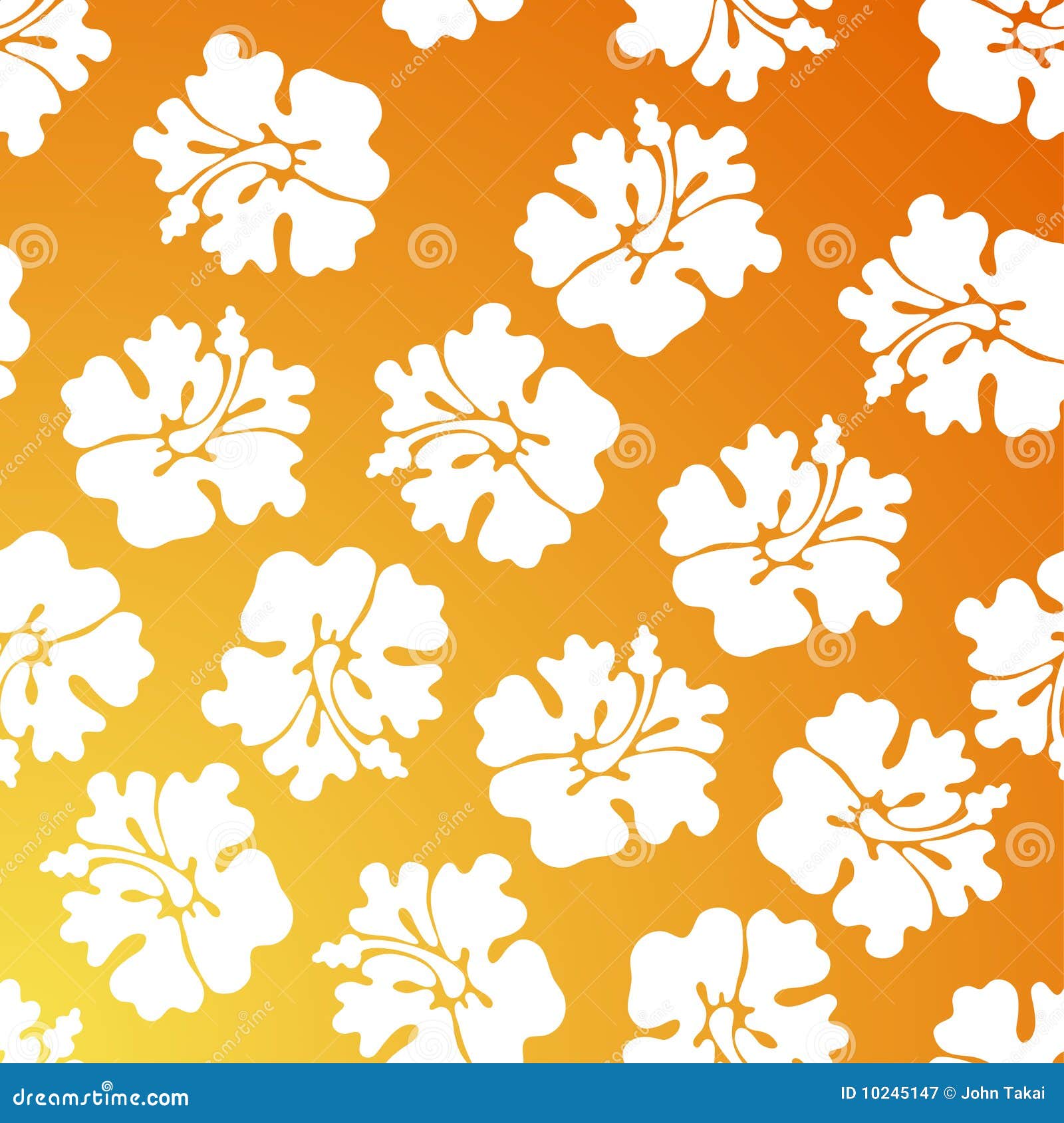 Hibiscus Pattern - Orange stock vector. Illustration of wallpaper ...