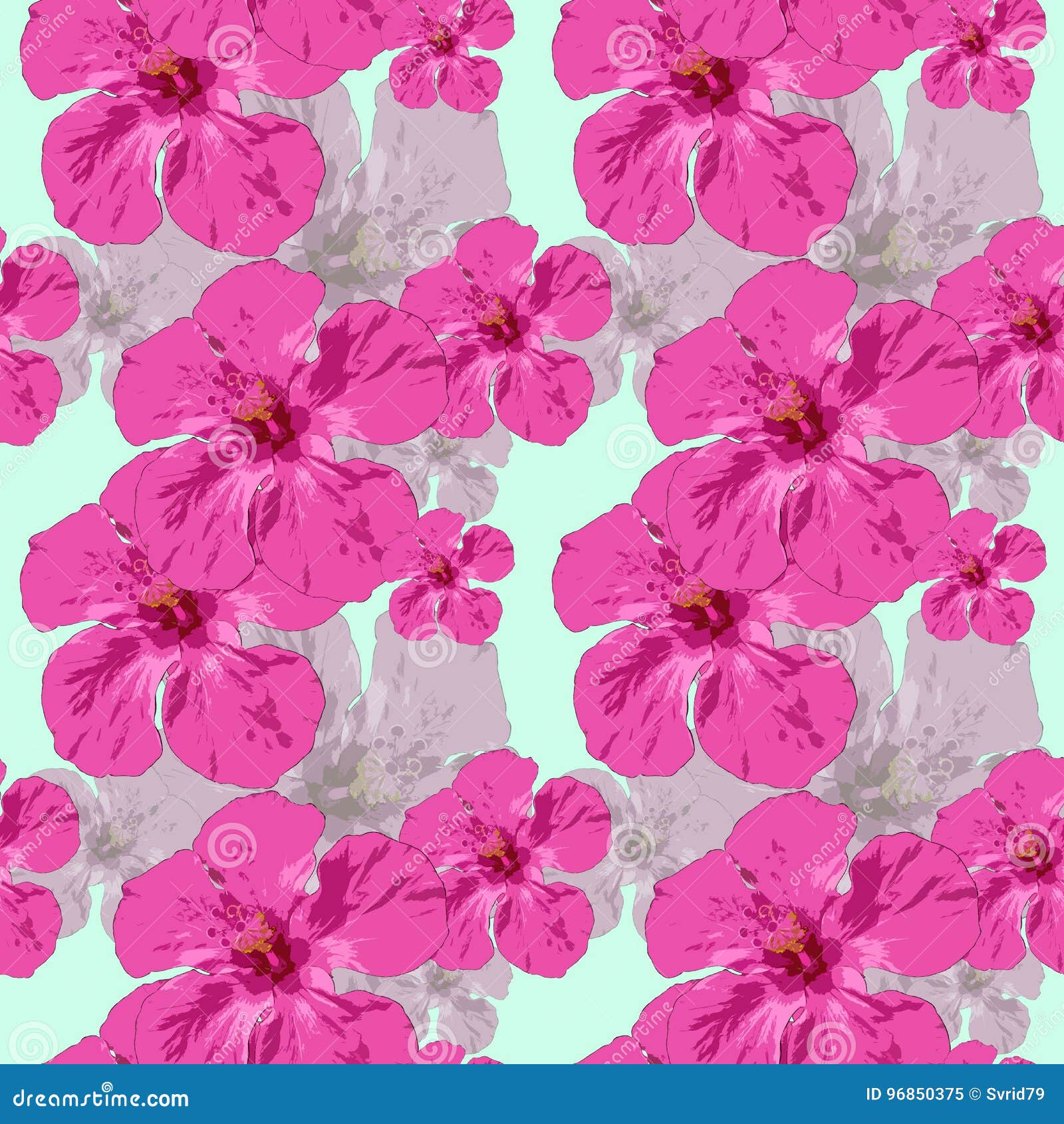 Hibiscus. Seamless Pattern Texture of Flowers. Floral Background Stock ...