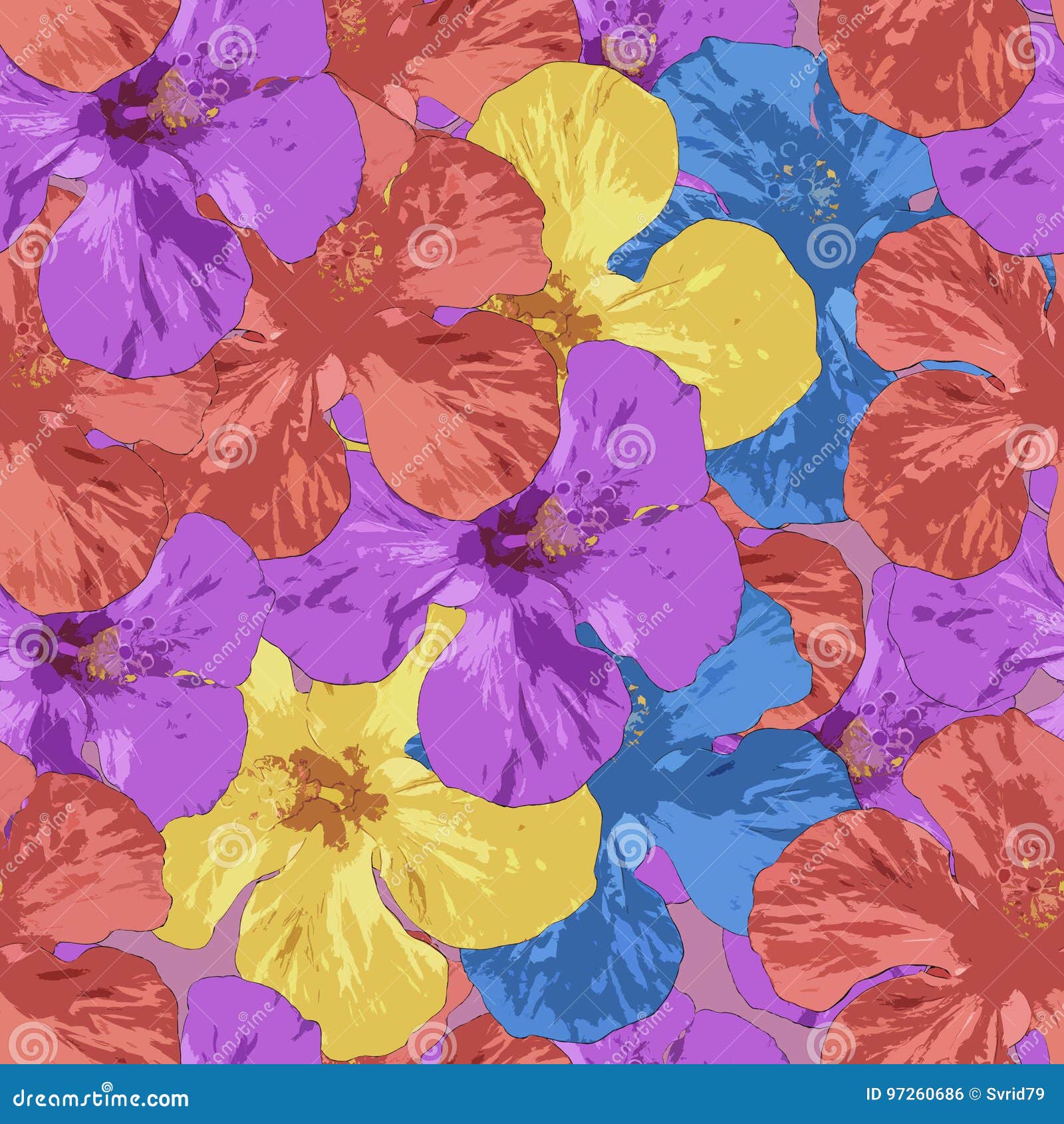 Hibiscus. Seamless Pattern Texture of Flowers. Floral Background Stock ...
