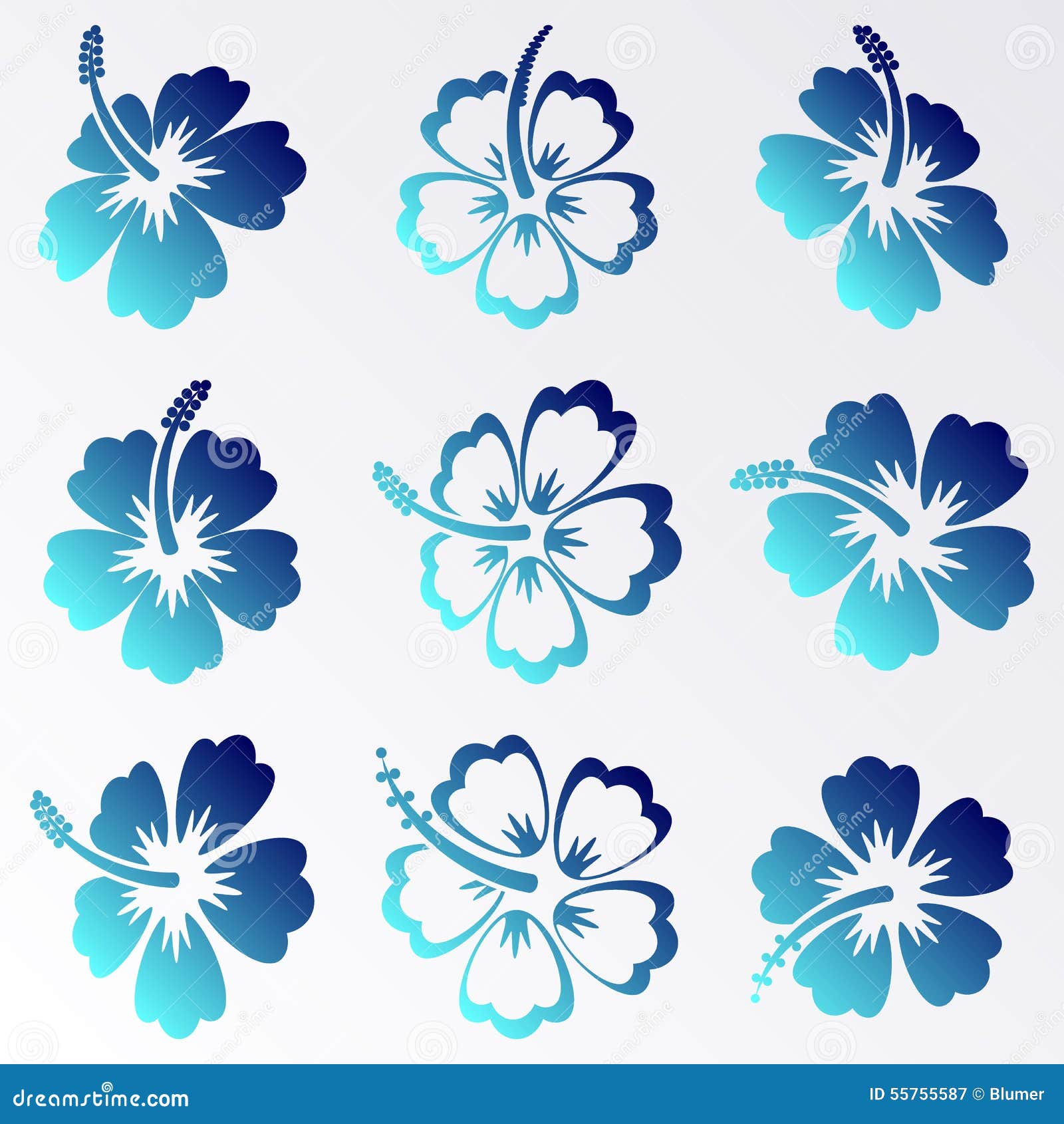 Hibiscus silhouette icons stock vector. Illustration of oriental - 55755587