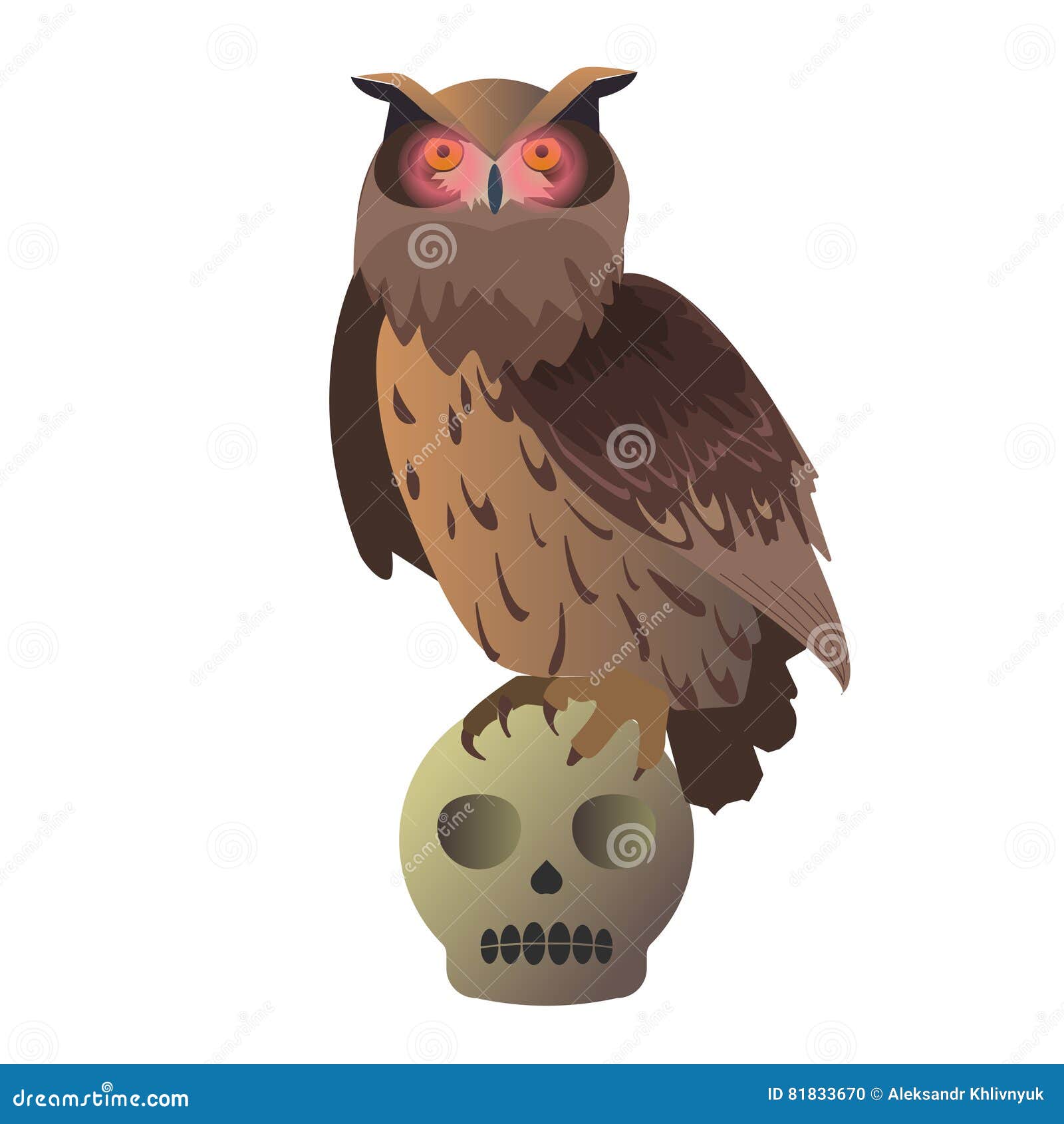 Hibou avec les yeux rouges illustration stock. Illustration du ...