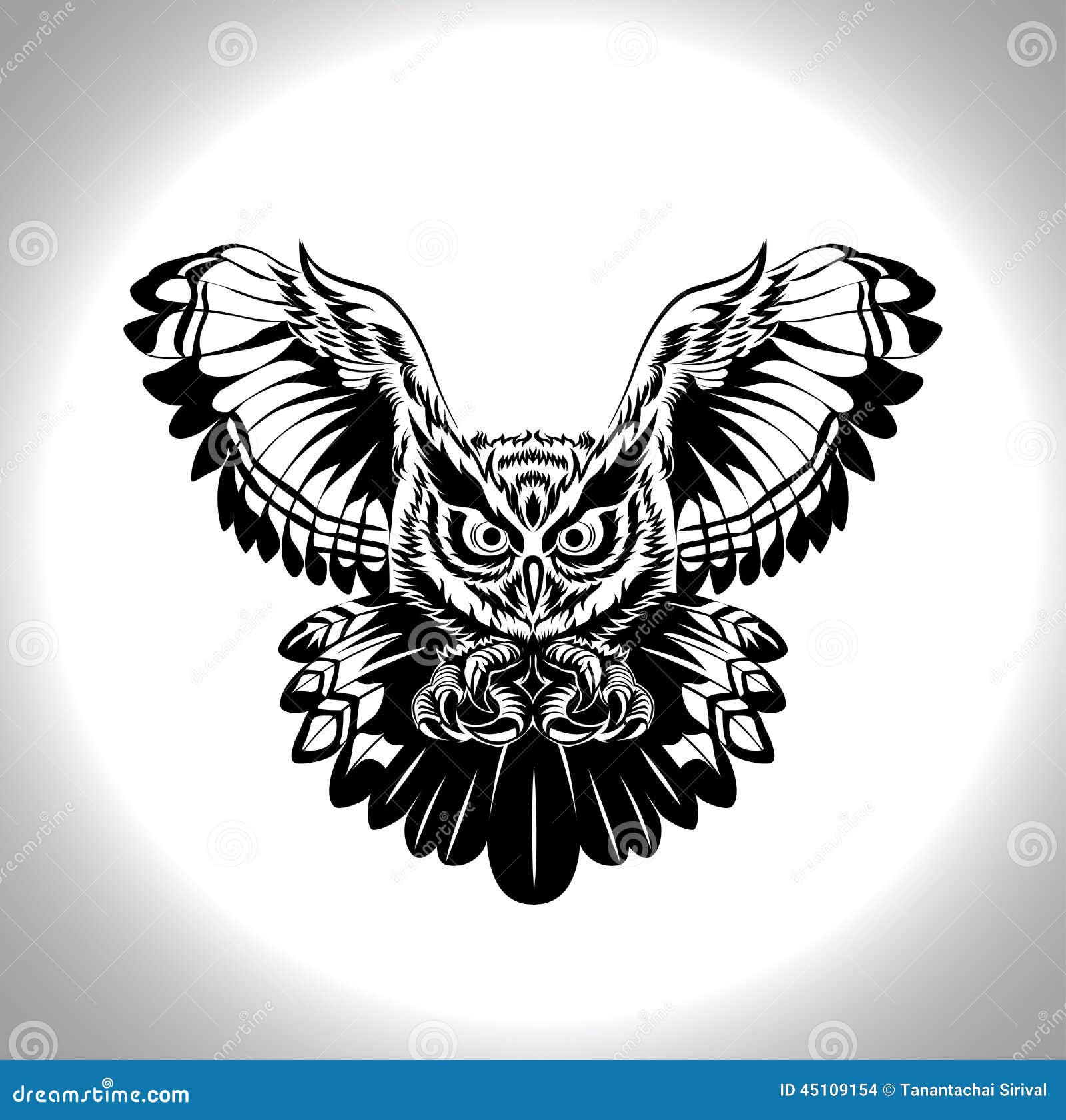 Hibou Noir Et Blanc De Dessin Illustration de Vecteur - Illustration du ...