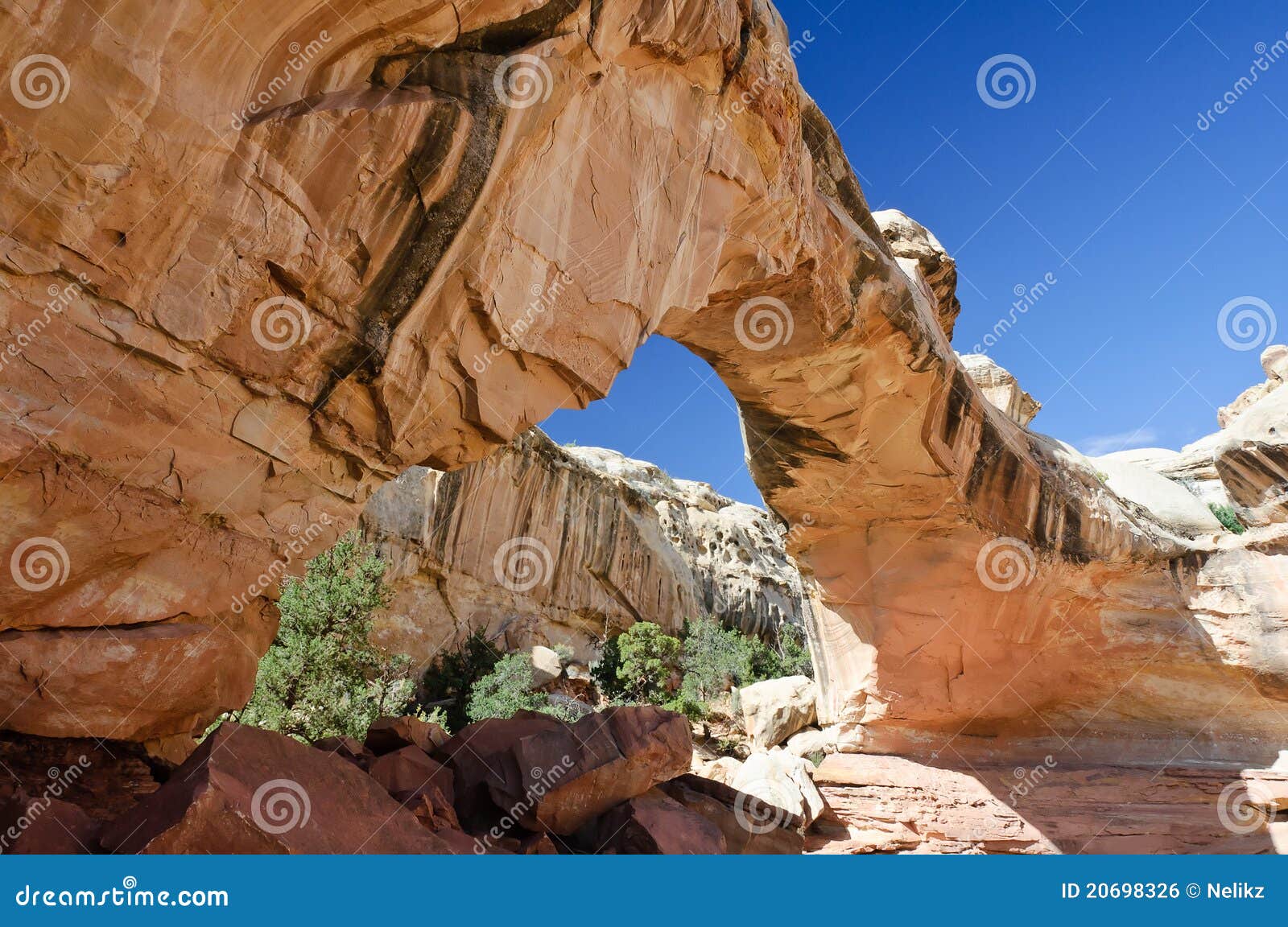 Hickman Bridge Natural Rock Arch Stock Photo - Image of monolith ...