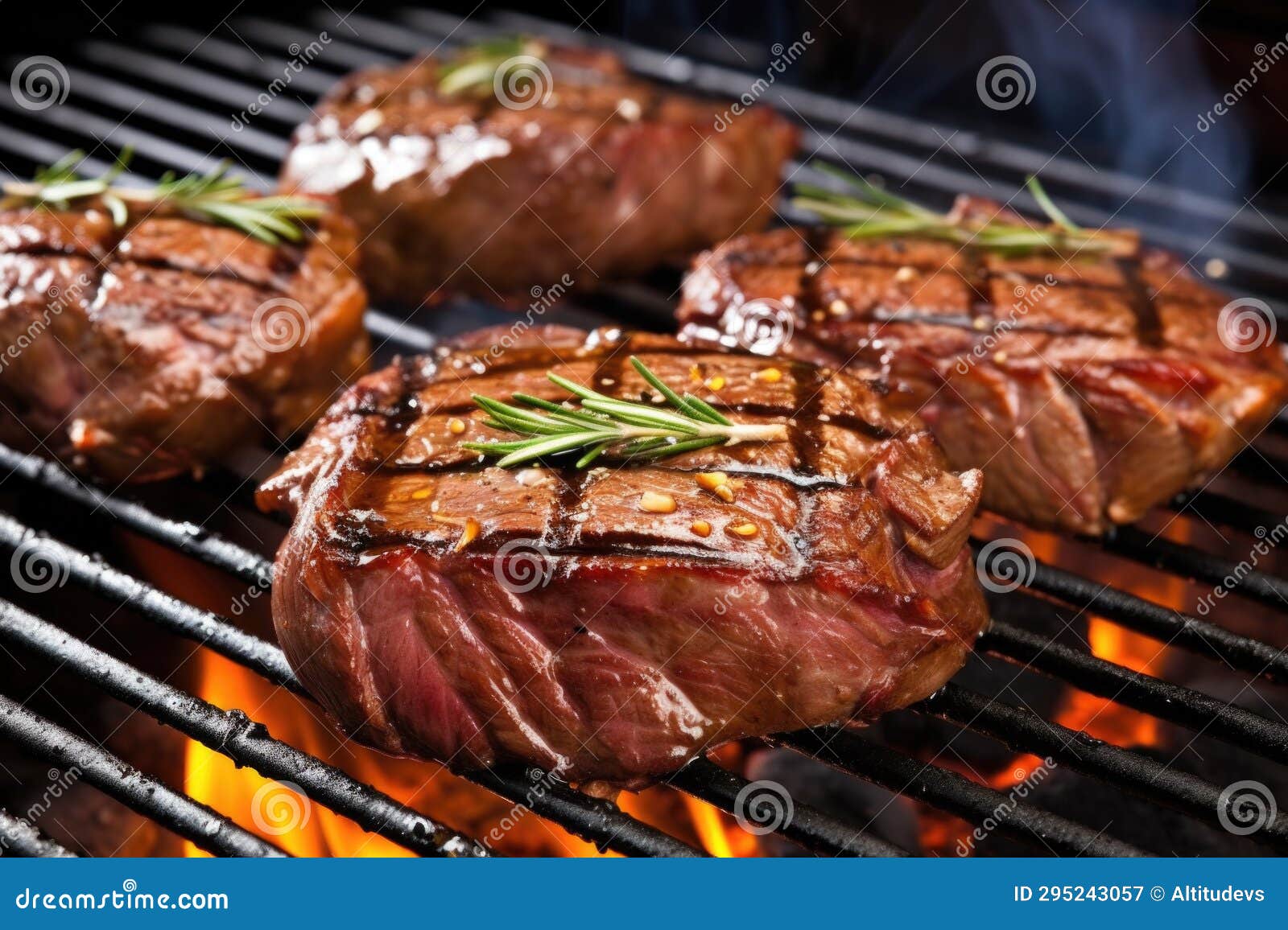 Hickory Smoked Bbq Beef Steaks on Grill Stock Image - Image of beef ...