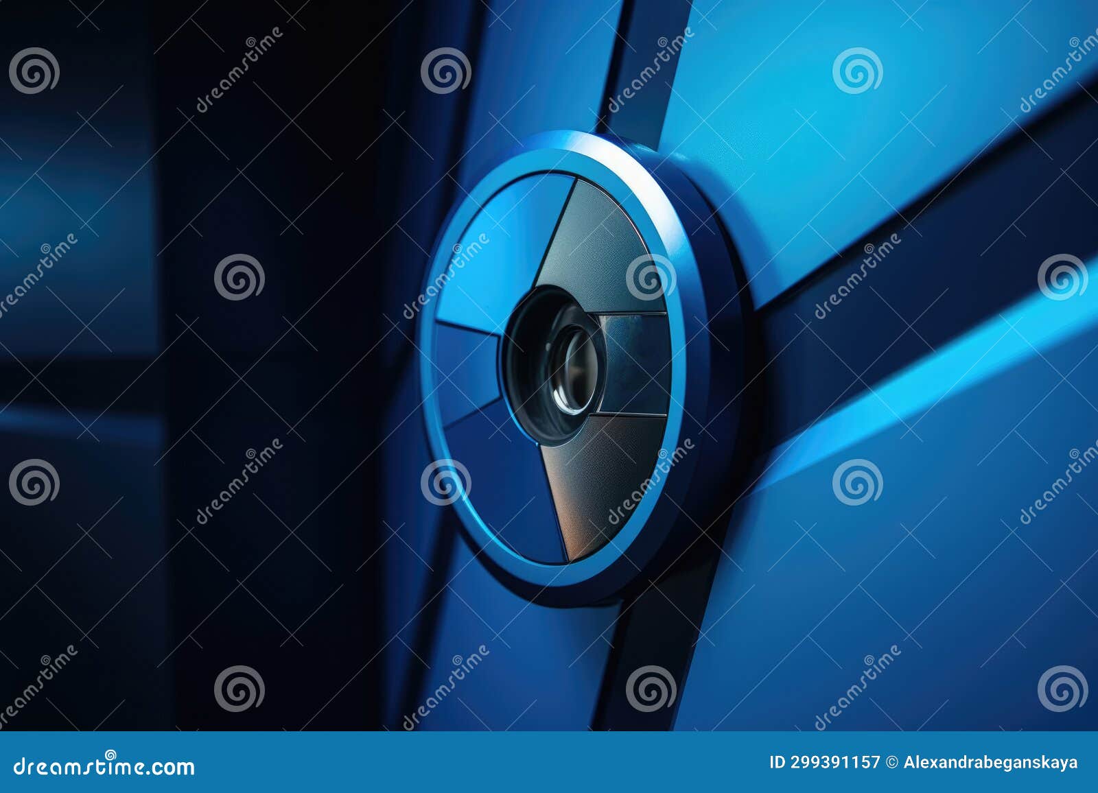 Hidden Camera Lens on a Blue Background Stock Illustration ...