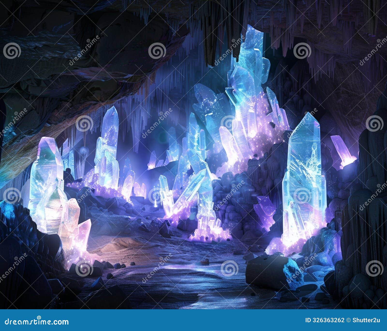 A Hidden Cave Adorned with Crystals that Emit a Soft Pulsating Light ...