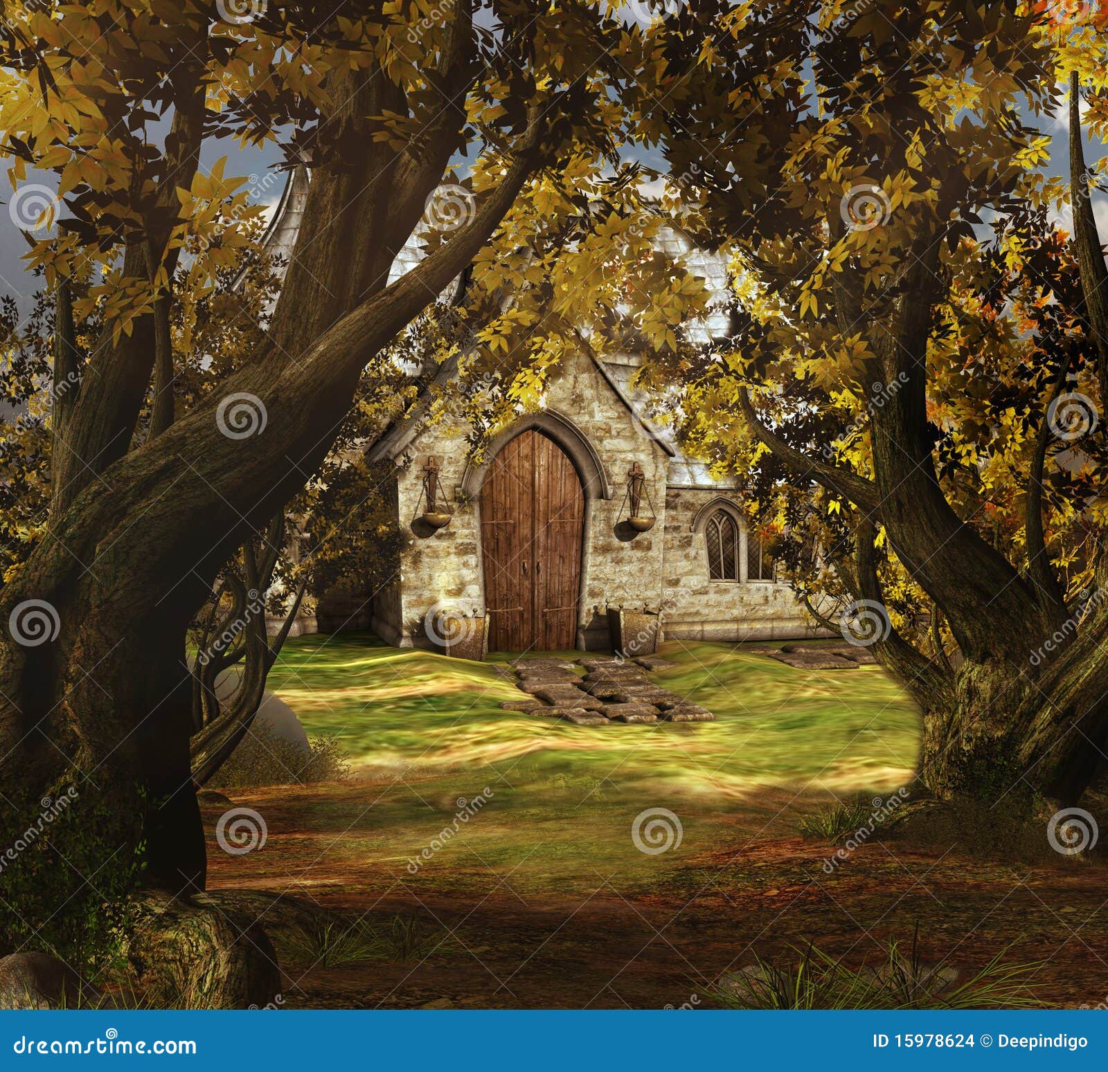 Hidden Church stock illustration. Illustration of autmnal - 15978624