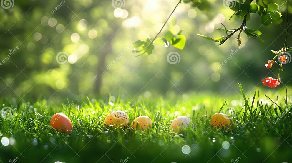 Hidden Easter Eggs in Green Grass with Sunlight, Playful Egg Hunt Scene ...