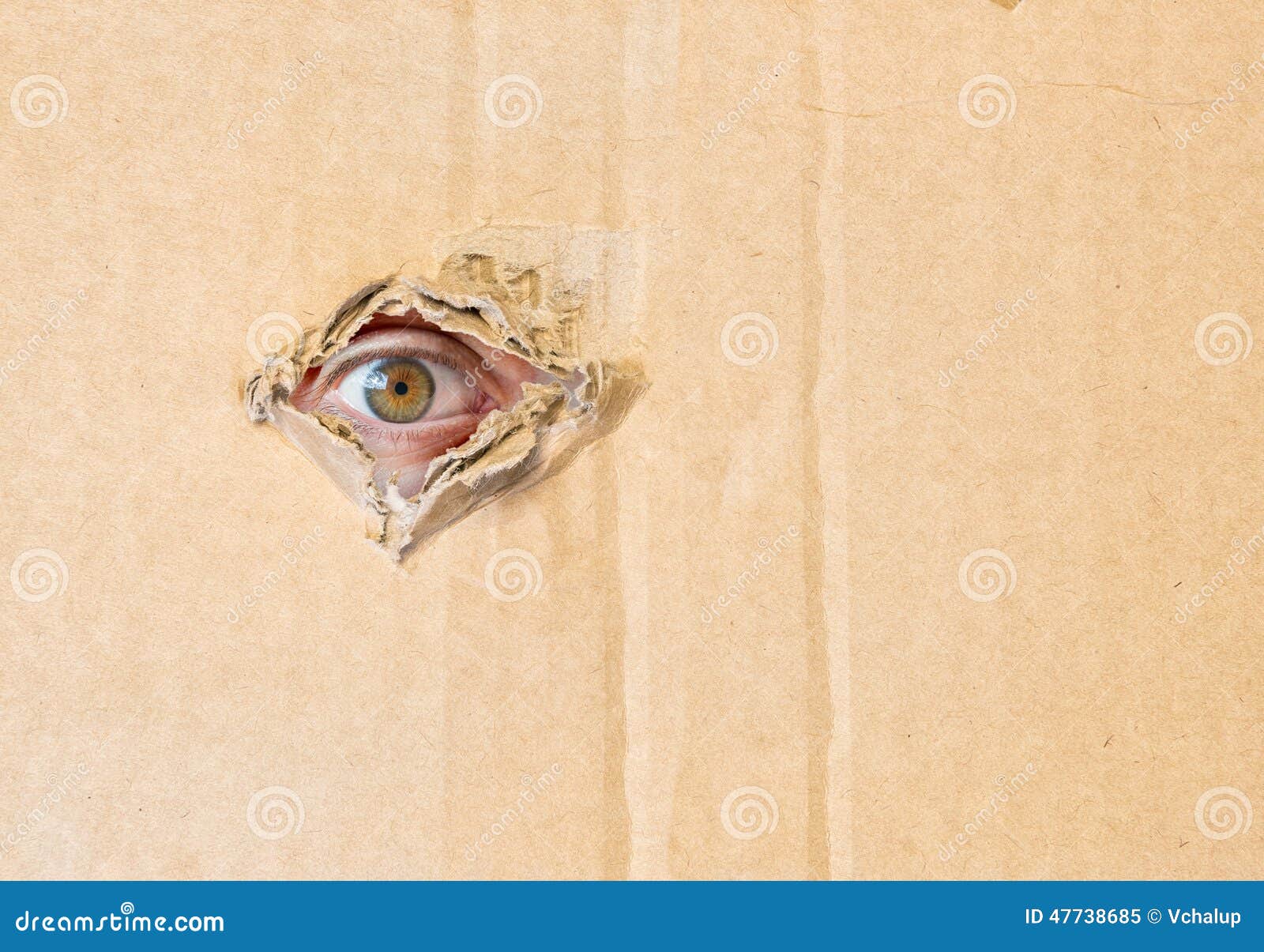 Hidden Eye Watching through Hole in Cardboard Paper Stock Image - Image ...