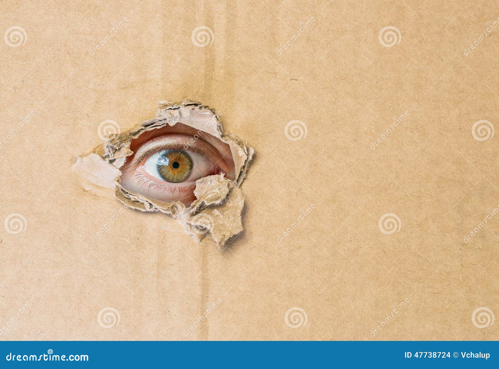 Hidden Eye Watching through Hole in Cardboard Paper Stock Photo - Image ...