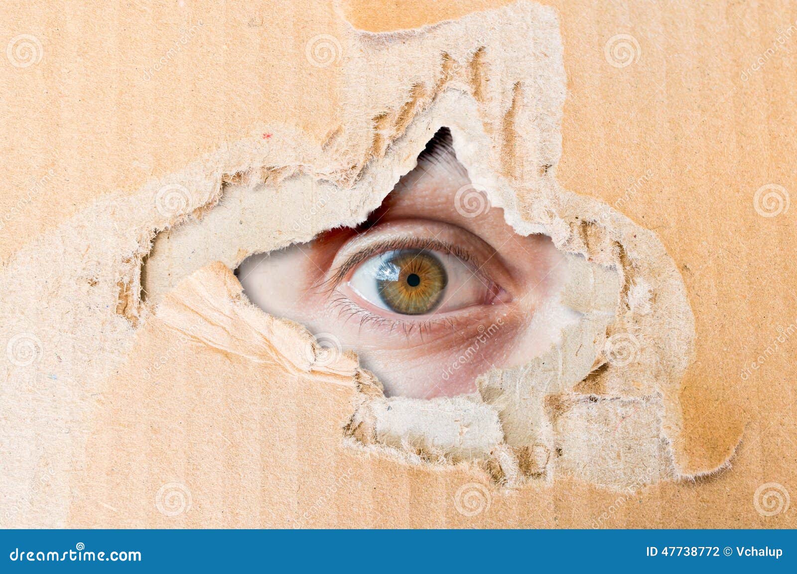 Hidden Eye Watching through Hole in Cardboard Paper Stock Photo - Image ...