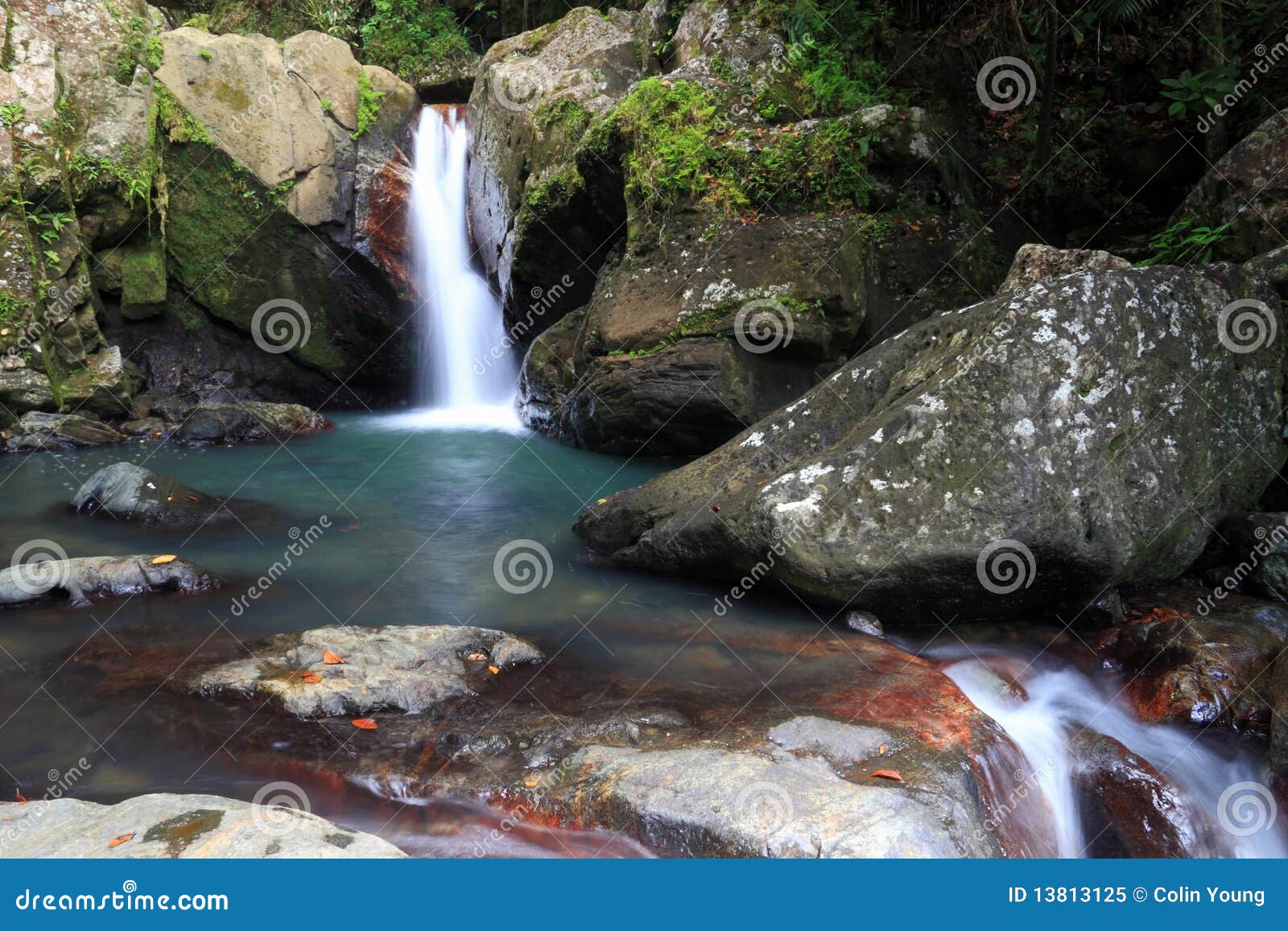 Hidden Grotto and Falls stock image. Image of luquillo - 13813125