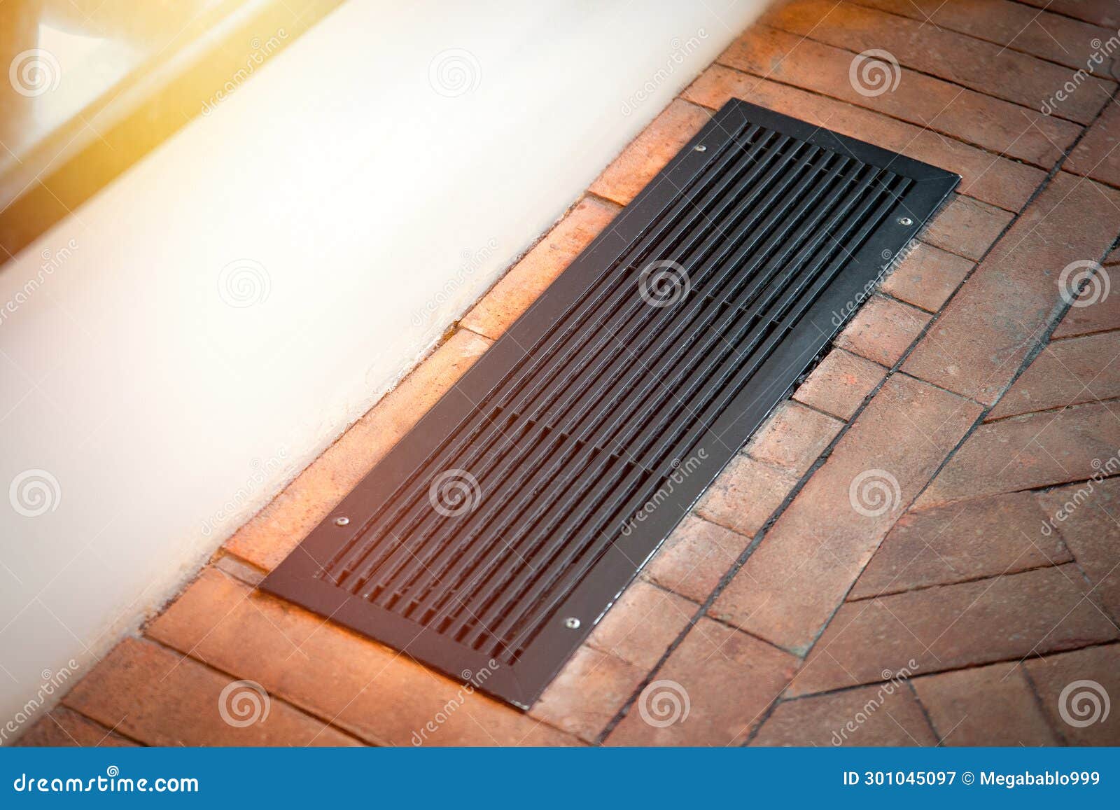Hidden Heating Radiator Built into the Floor. Convector Grille Under ...