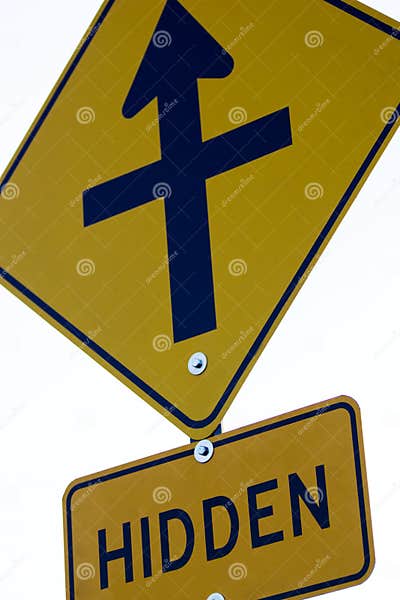Hidden Road Sign stock photo. Image of directional, white - 10785590