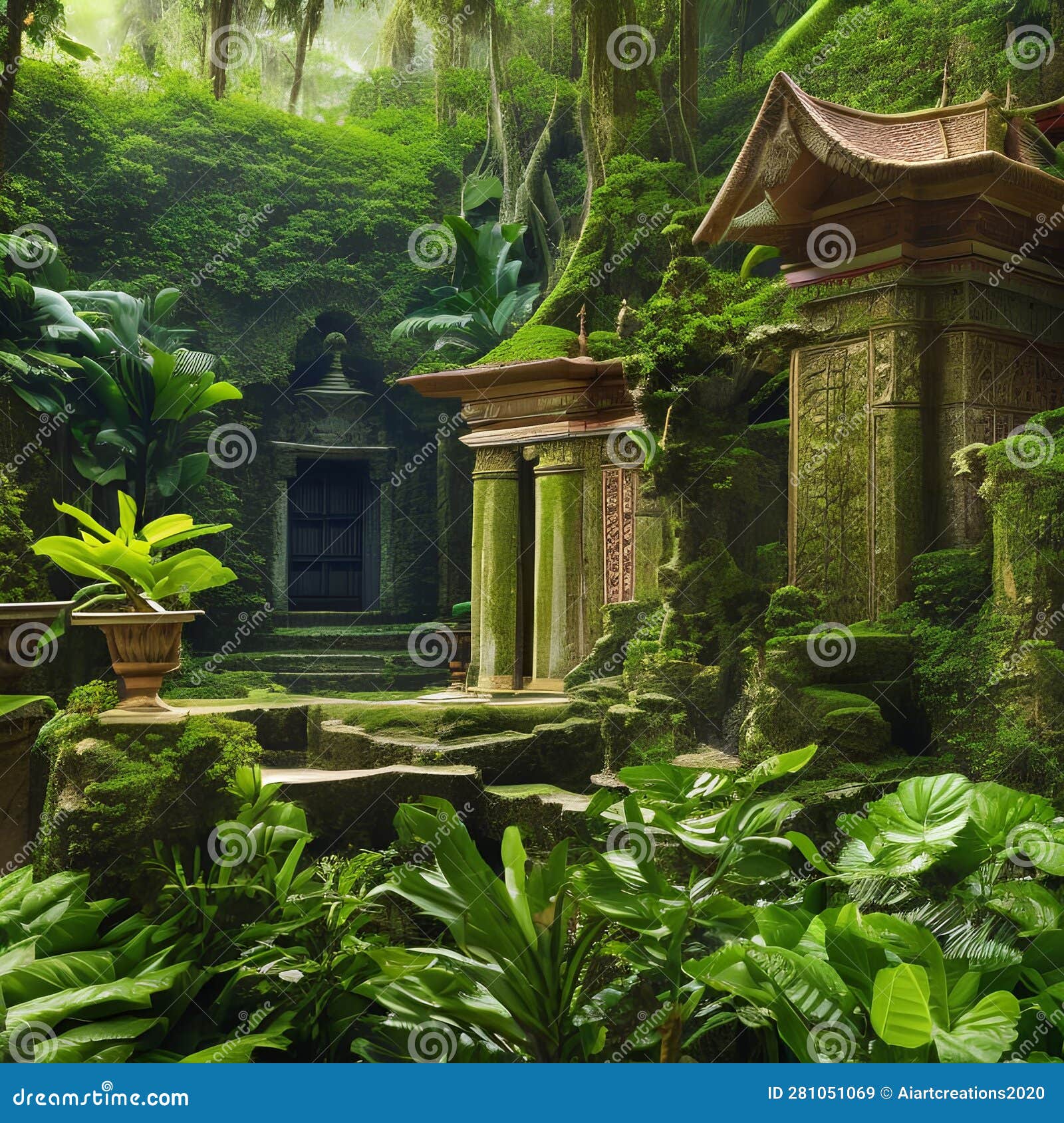 A Hidden Temple Deep within a Lush Jungle, Guarded by Mystical ...