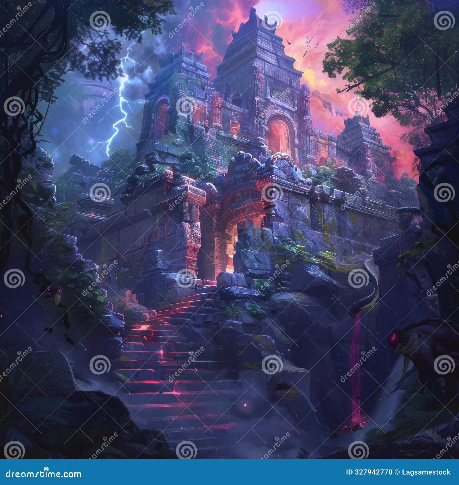 A Hidden Temple Guarded by Mythical Creatures Housing a Powerful ...