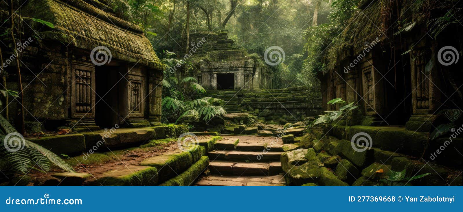 A Hidden Temple with Secret Passages Panoramic Background. Generative ...