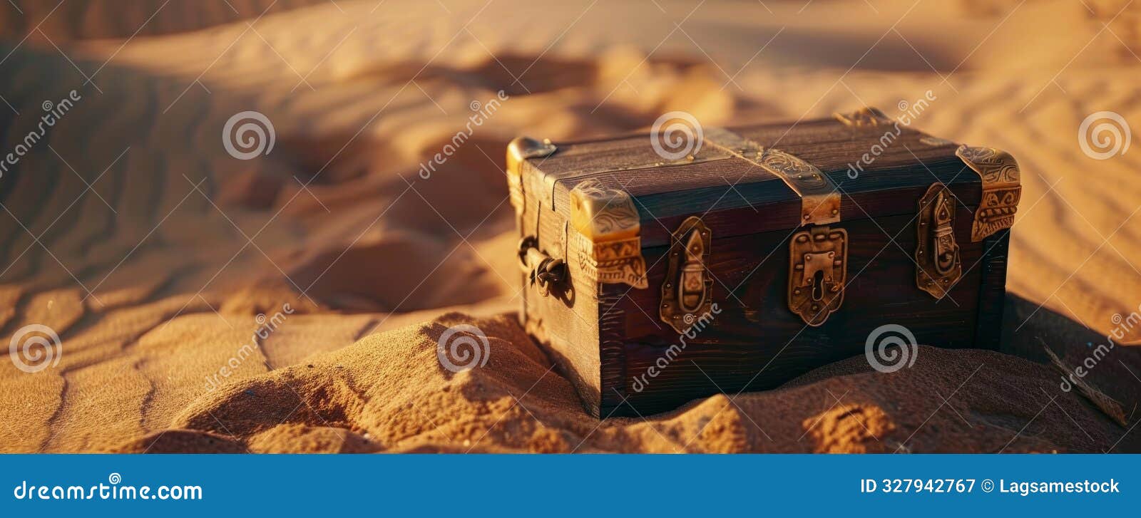 A Hidden Treasure Chest Buried Deep Beneath the Desert Sands Stock ...