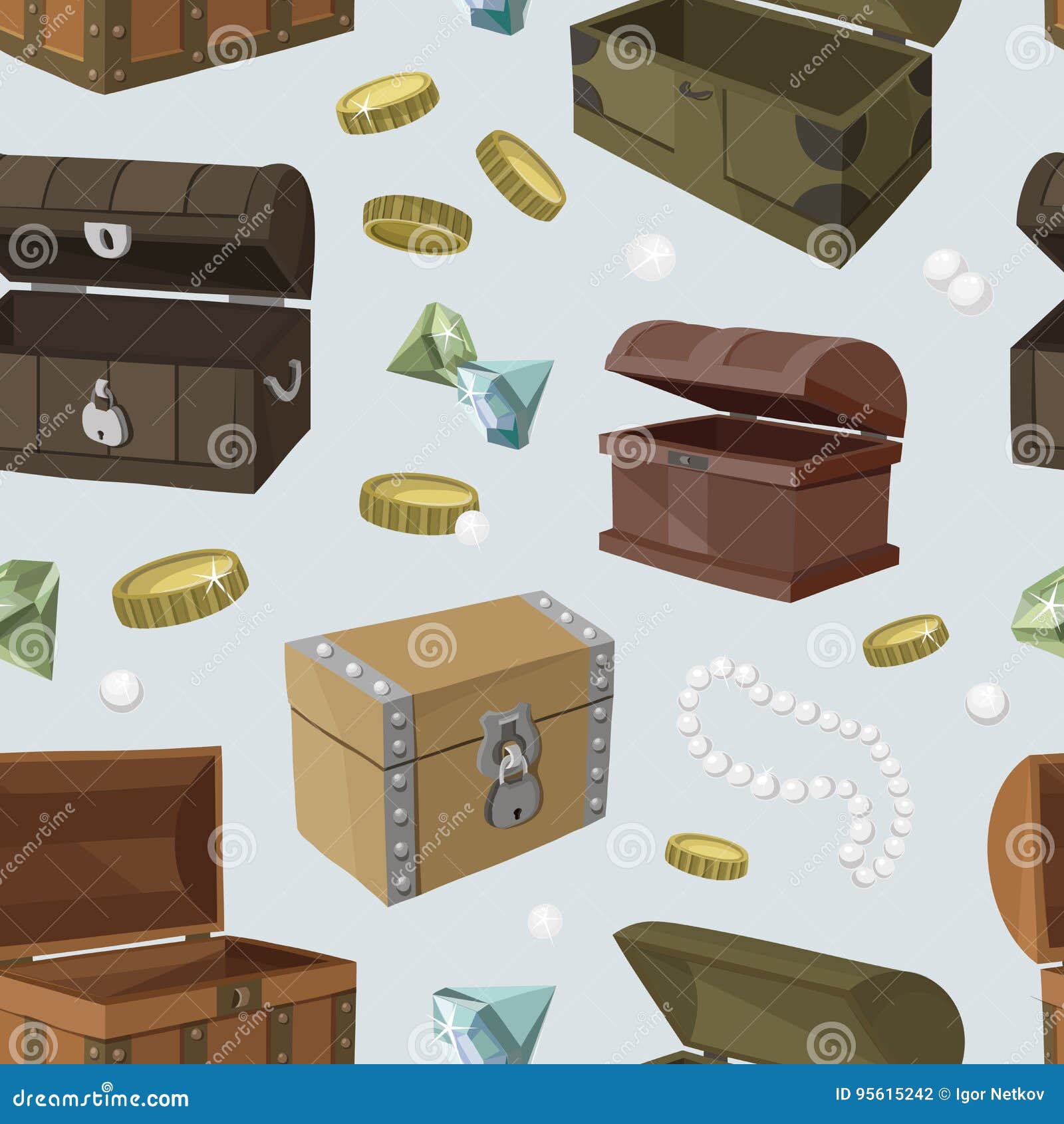 Hidden Treasures Set Pattern Stock Vector - Illustration of coin ...