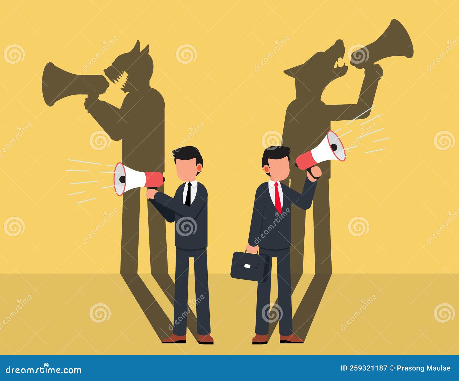 The Shadow of a Businessman Holding a Megaphone Standing and Shouting ...