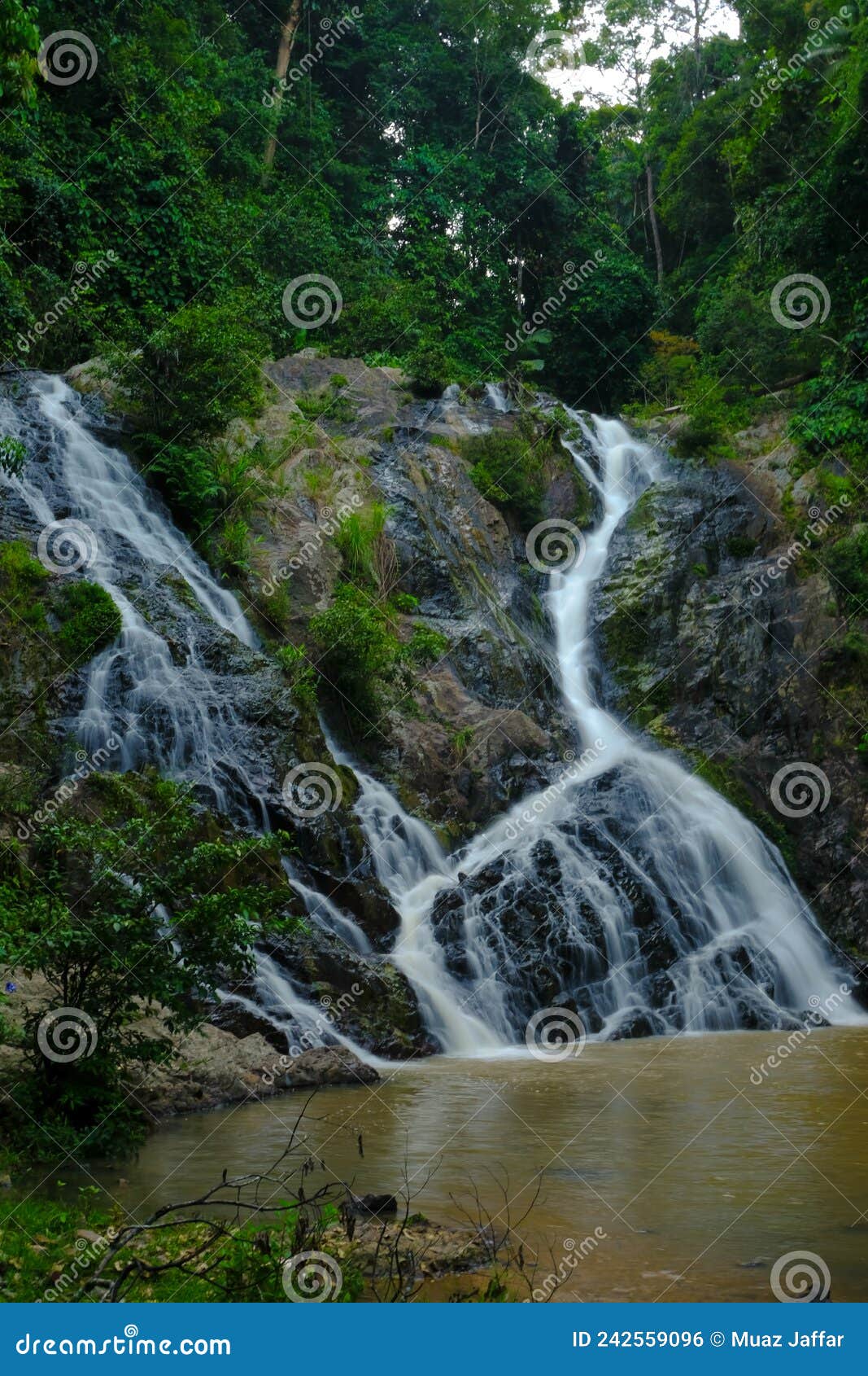 Hidden Waterfall at Lata Meraung, Jerantut, Pahang, Malaysia Stock ...