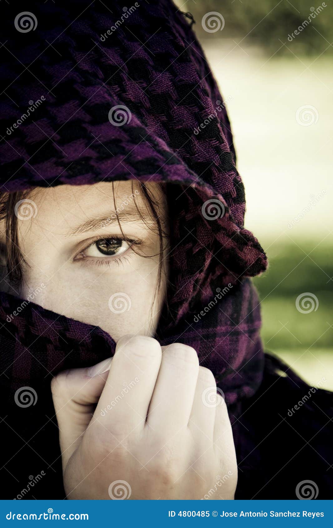 Hidden woman on veil stock image. Image of covered, fingers - 4800485