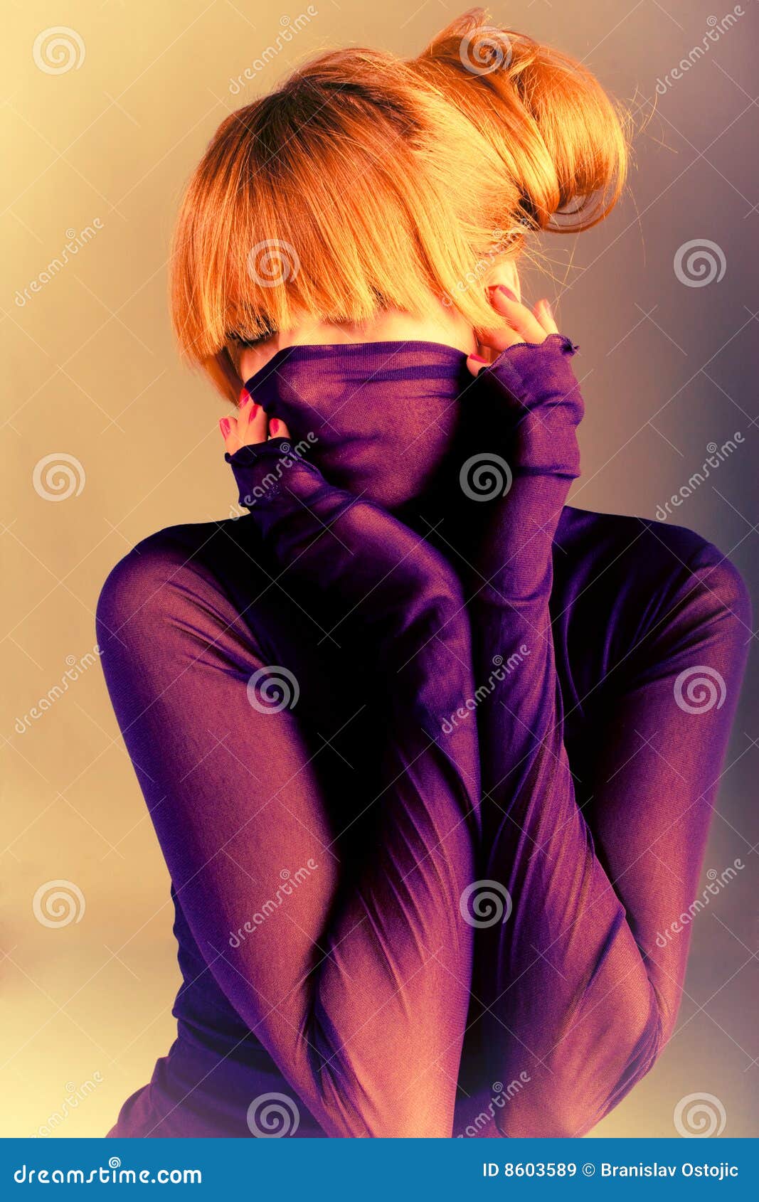 Hide stock image. Image of clothing, blond, girl, purple - 8603589