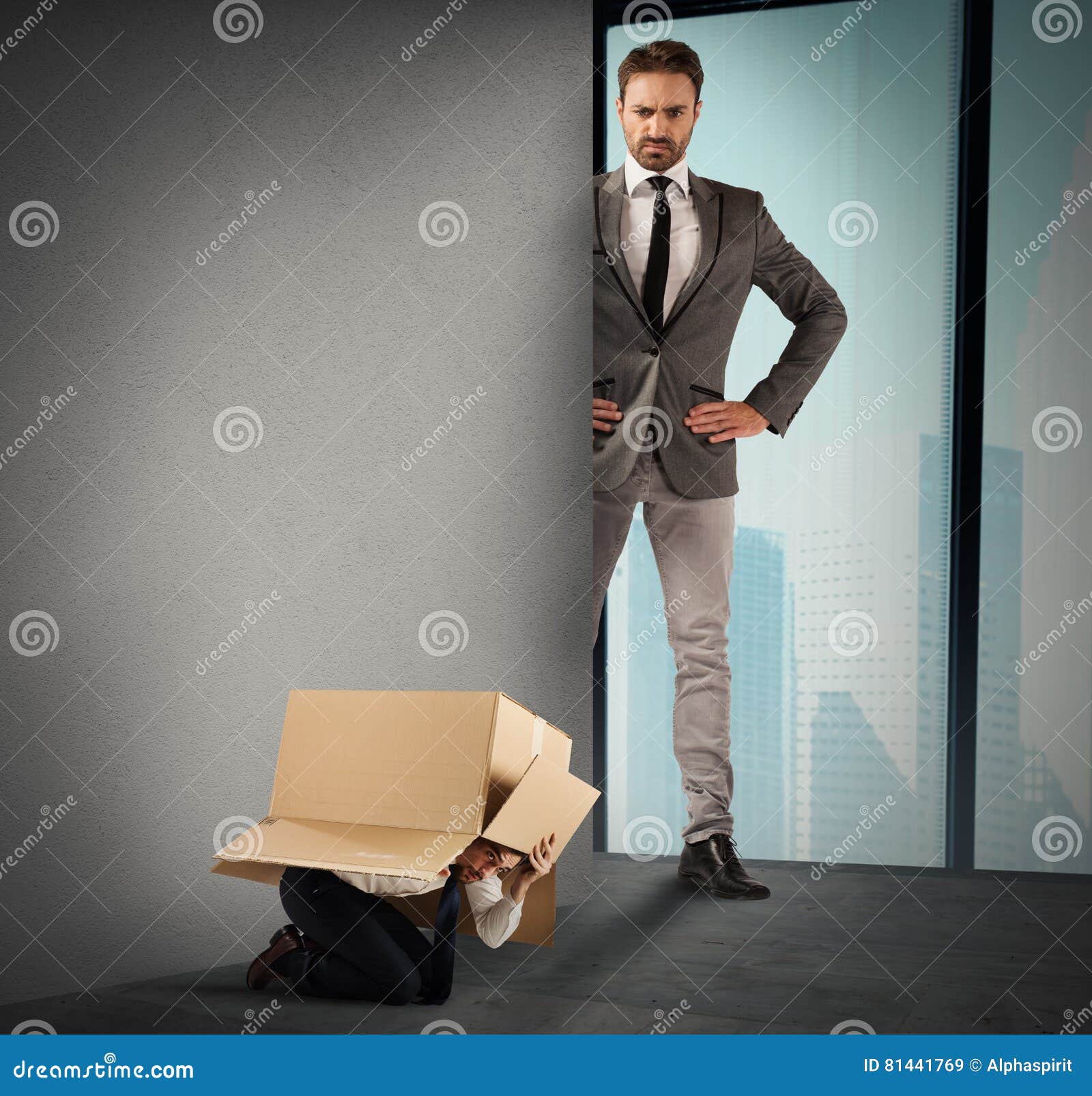 Hide from big boss stock image. Image of cardboard, career - 81441769