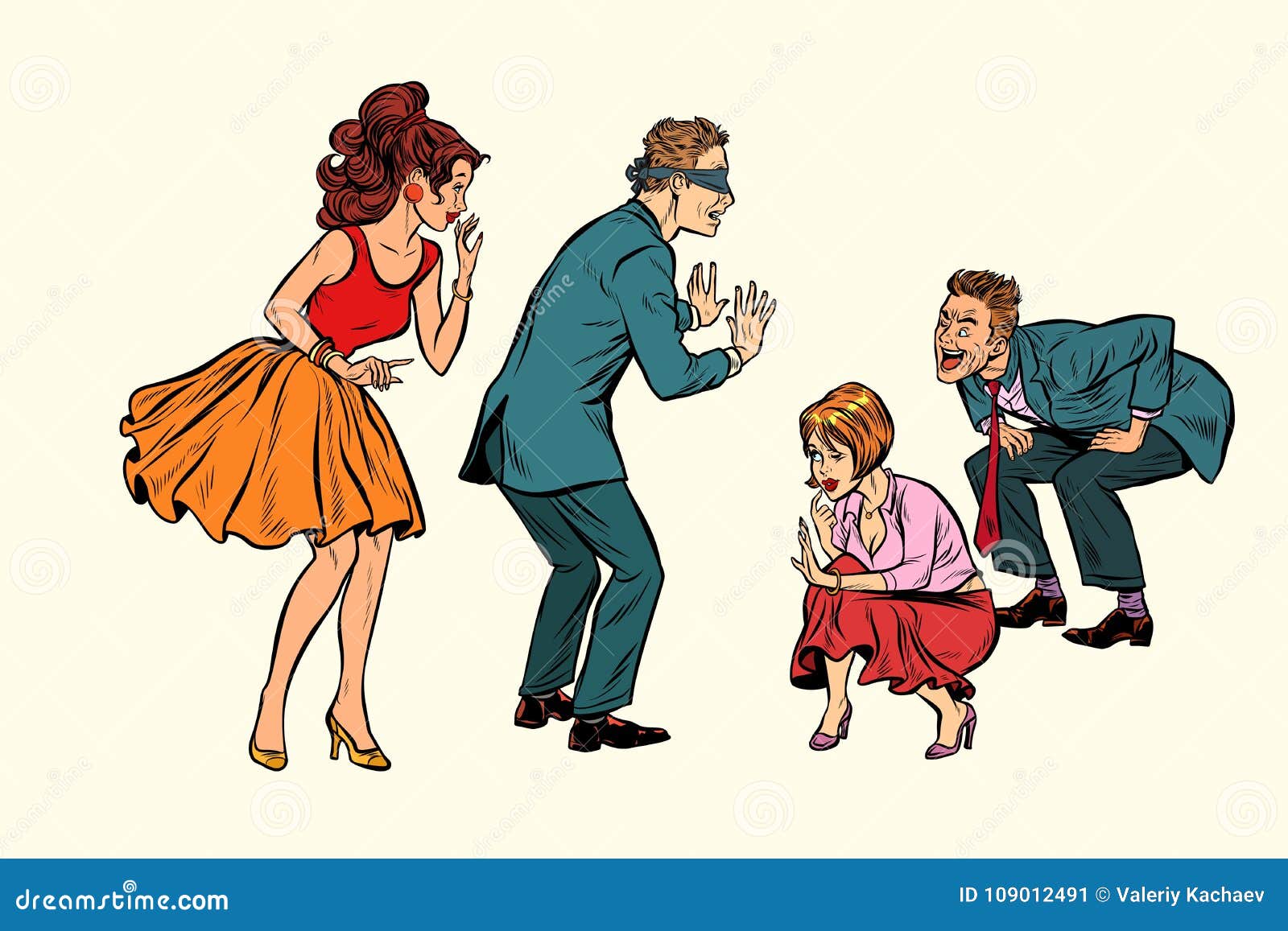 Hide And Seek Game Adults Play Stock Vector Illustration Of Comic Female 109012491 4004