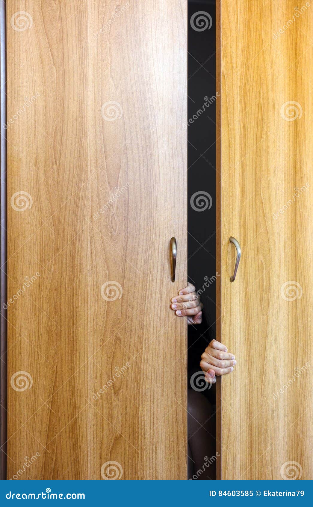 Hide and Seek. Person Hiding Inside of Wardrobe Stock Image - Image of ...