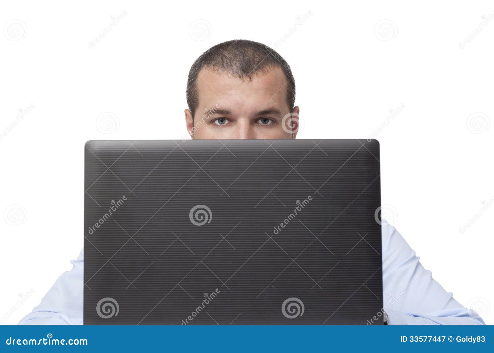 Hiding behind laptop stock image. Image of checked, learning - 33577447