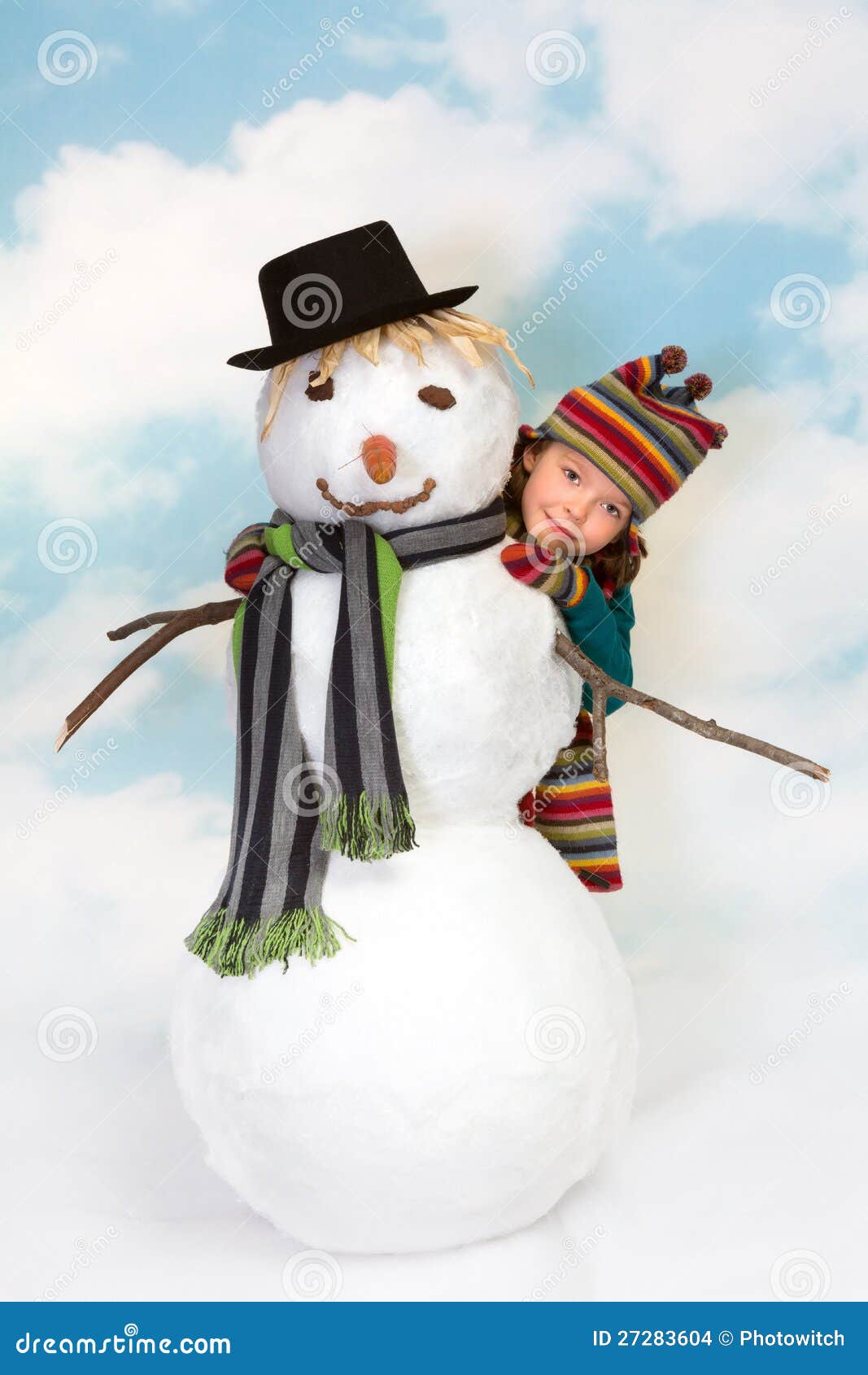 Hiding behind the snowman stock photo. Image of snowman - 27283604